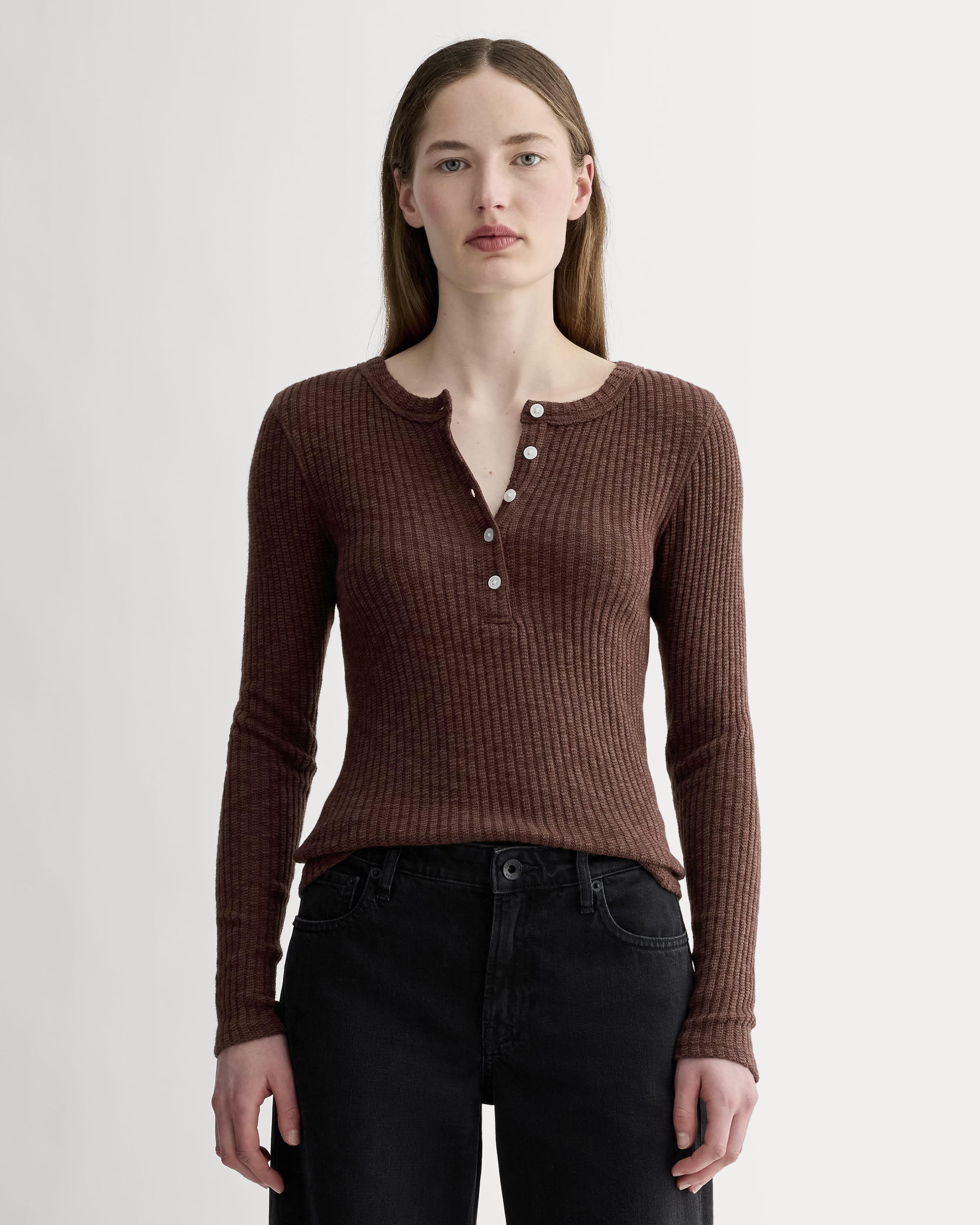 The Cozy Rib Henley Dark Mahogany – Everlane