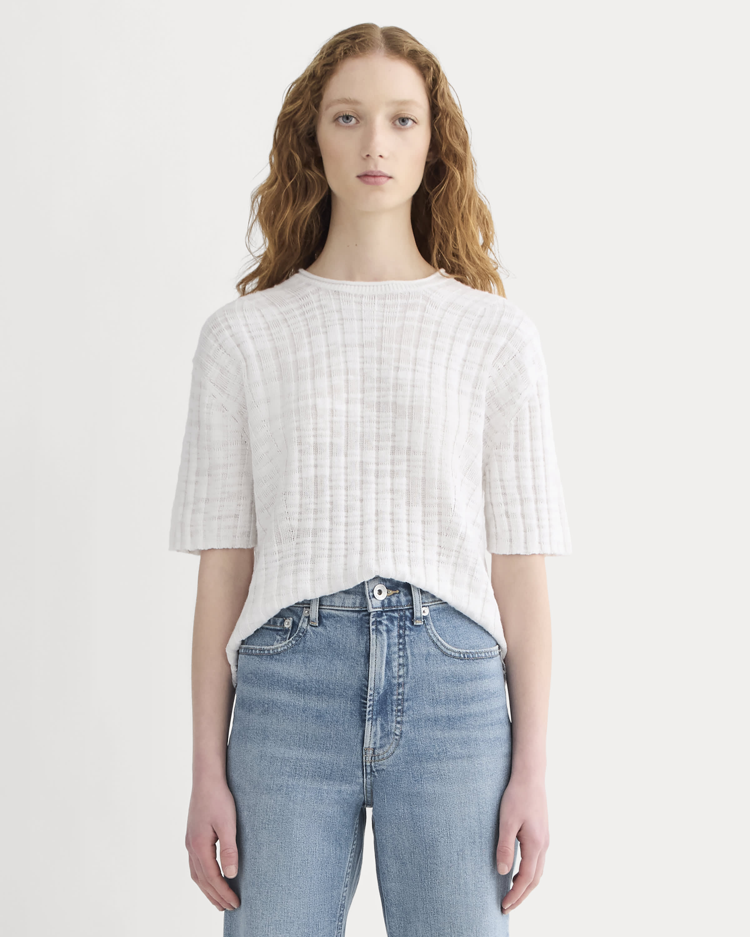 The Oversized Tee in Cotton Linen White – Everlane
