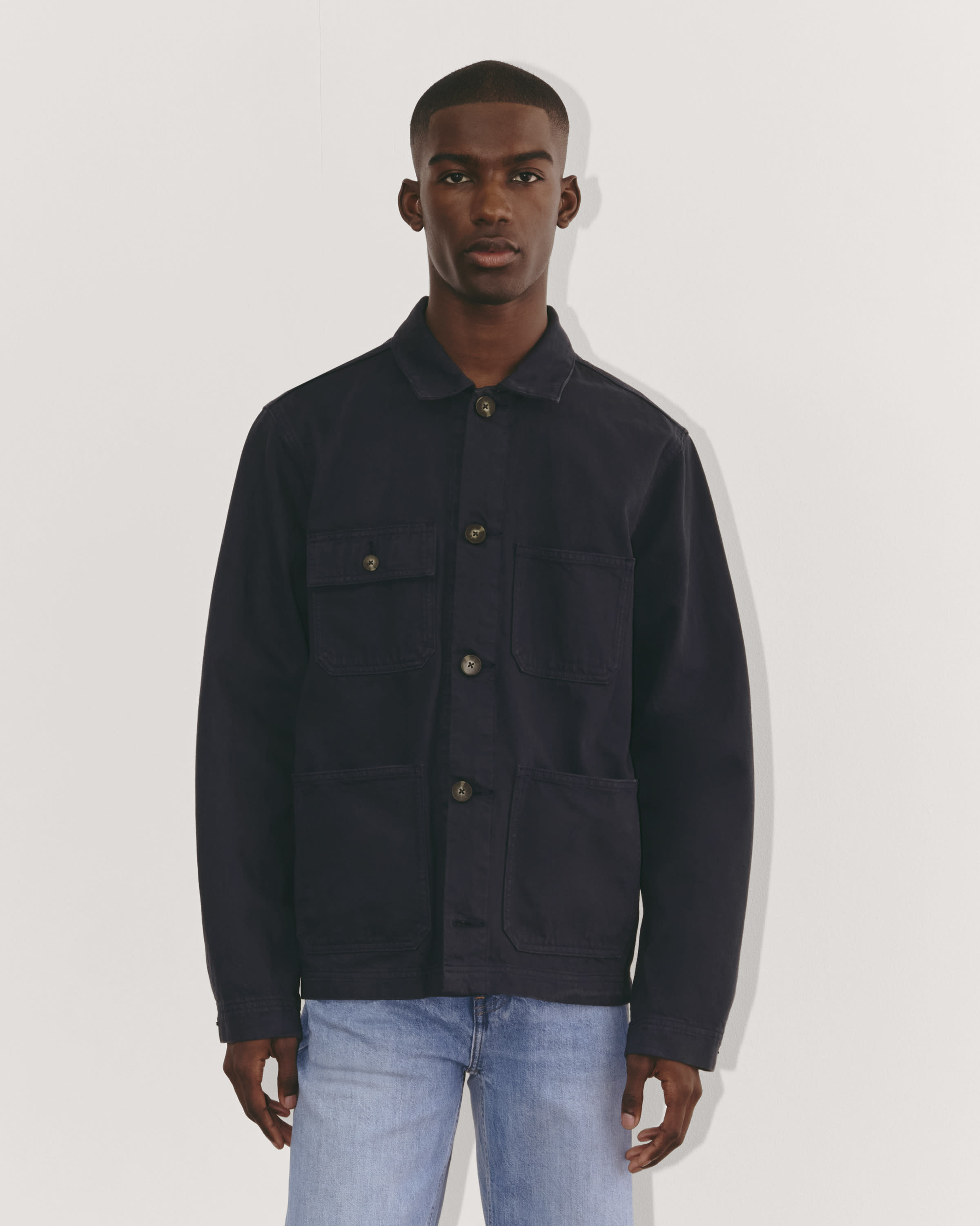 The Denim Utility Jacket Garment-Dyed Navy – Everlane