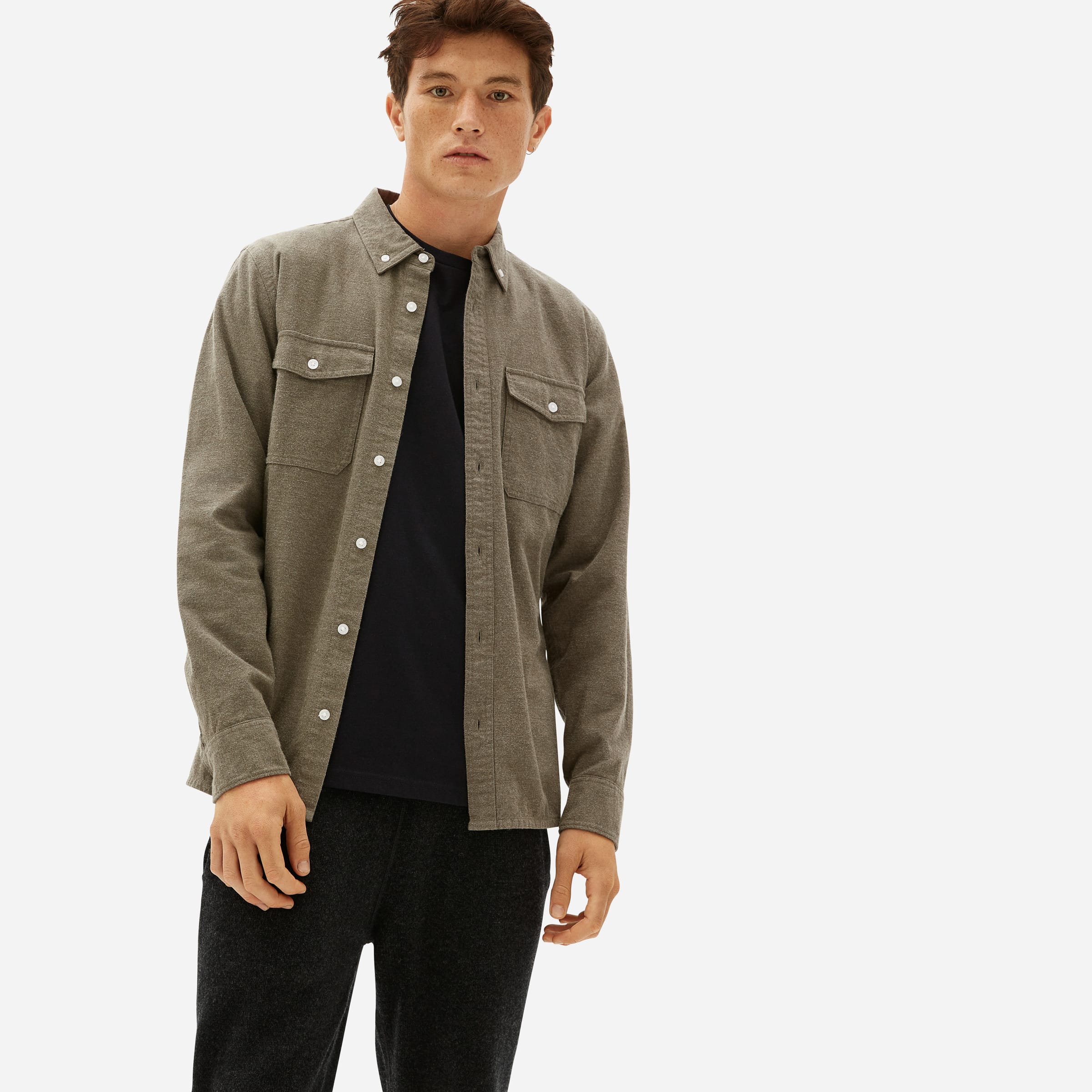 The Brushed Flannel Shirt Heathered Thyme – Everlane