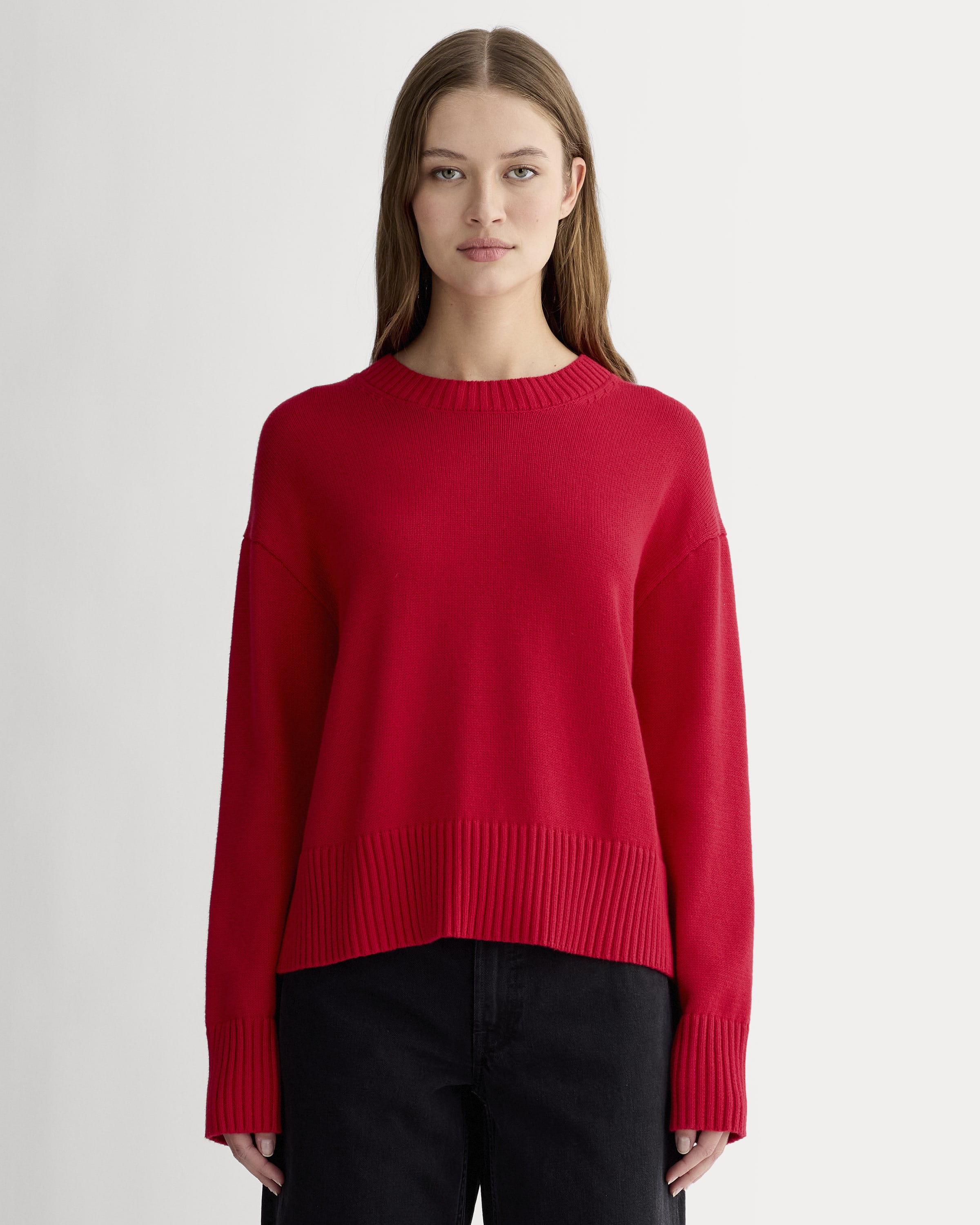 The Boxy Sweater in Everyday Cotton Classic Red – Everlane