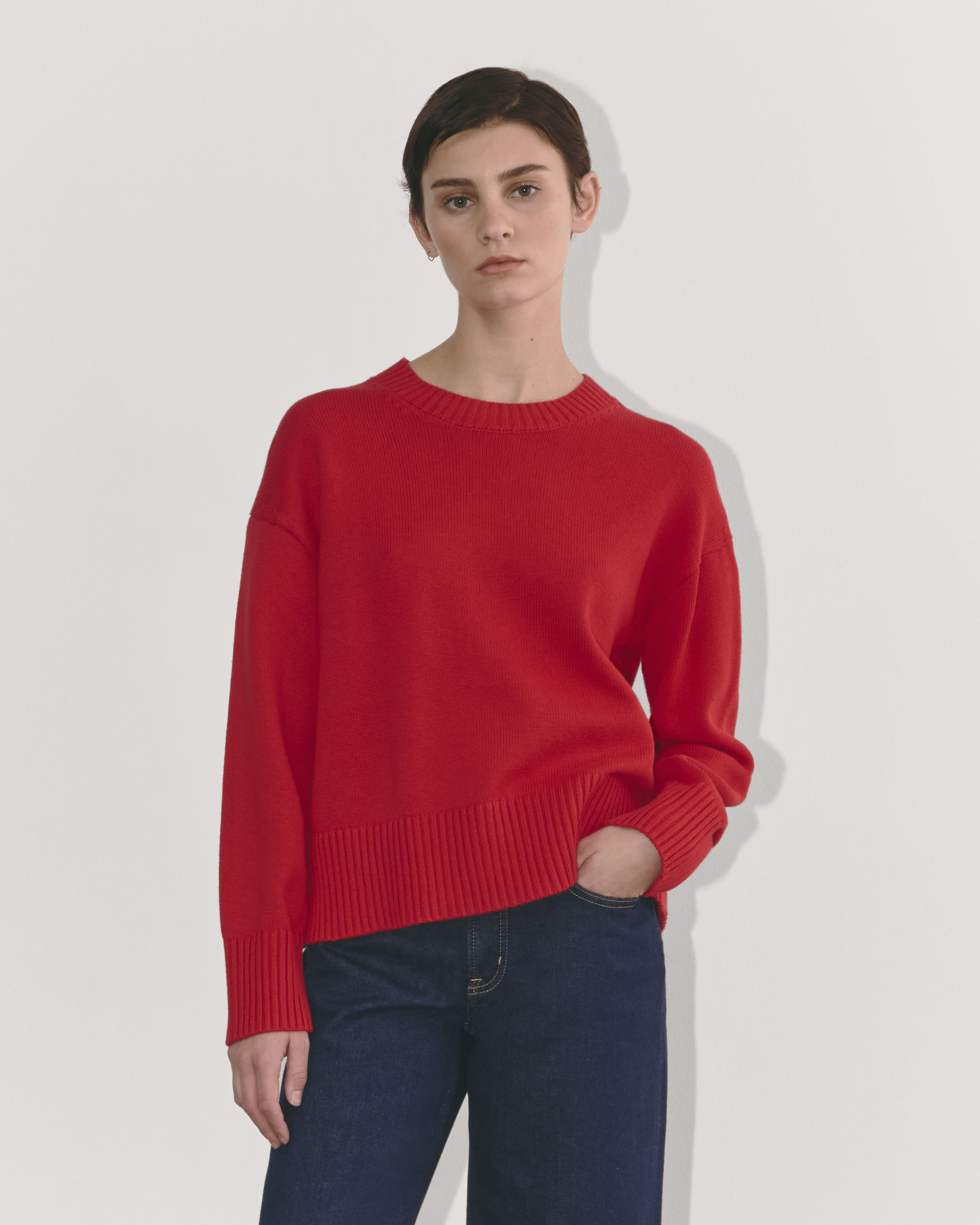 The Boxy Sweater in Everyday Cotton Classic Red – Everlane