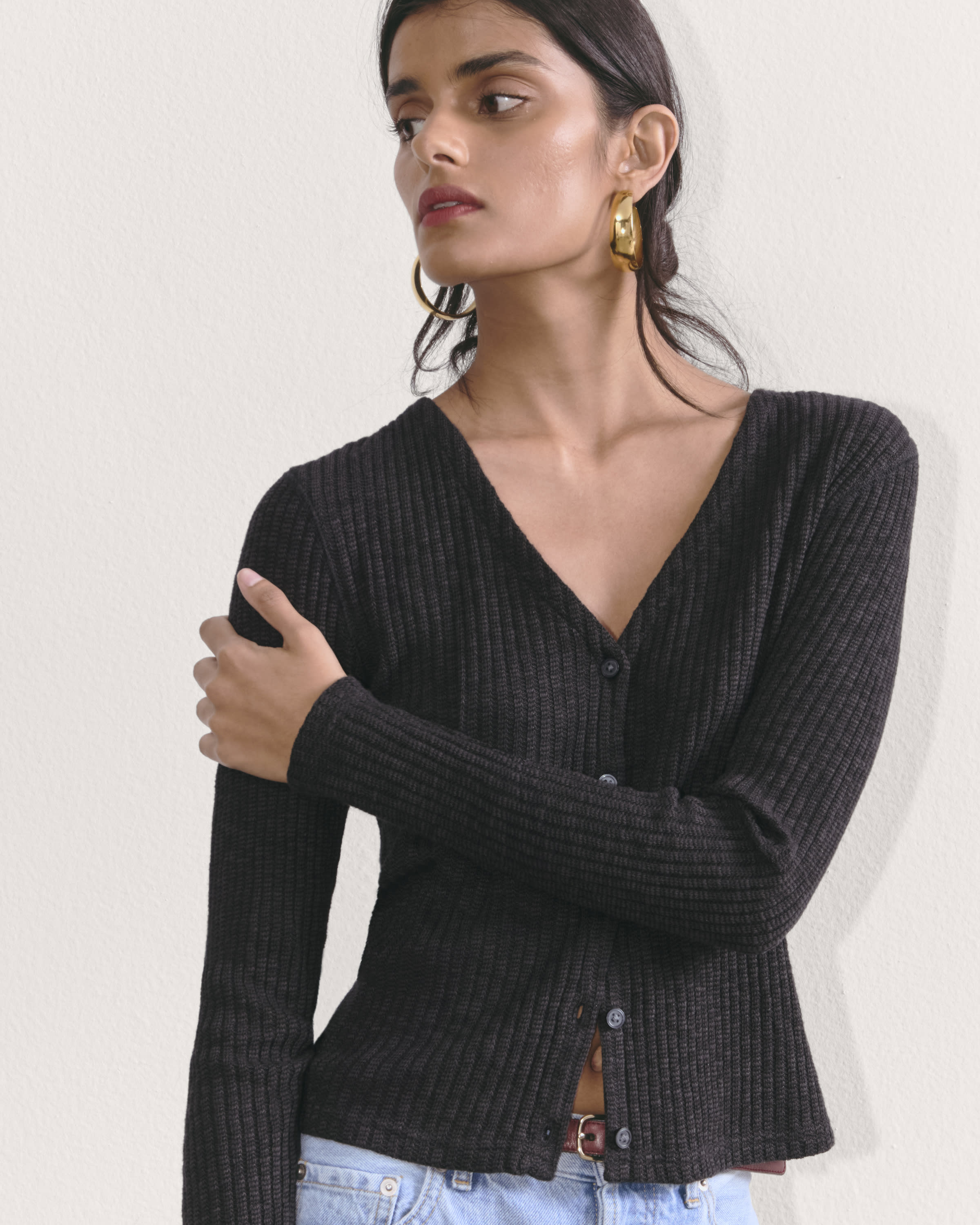 The Cozy-Rib Cardigan Black – Everlane