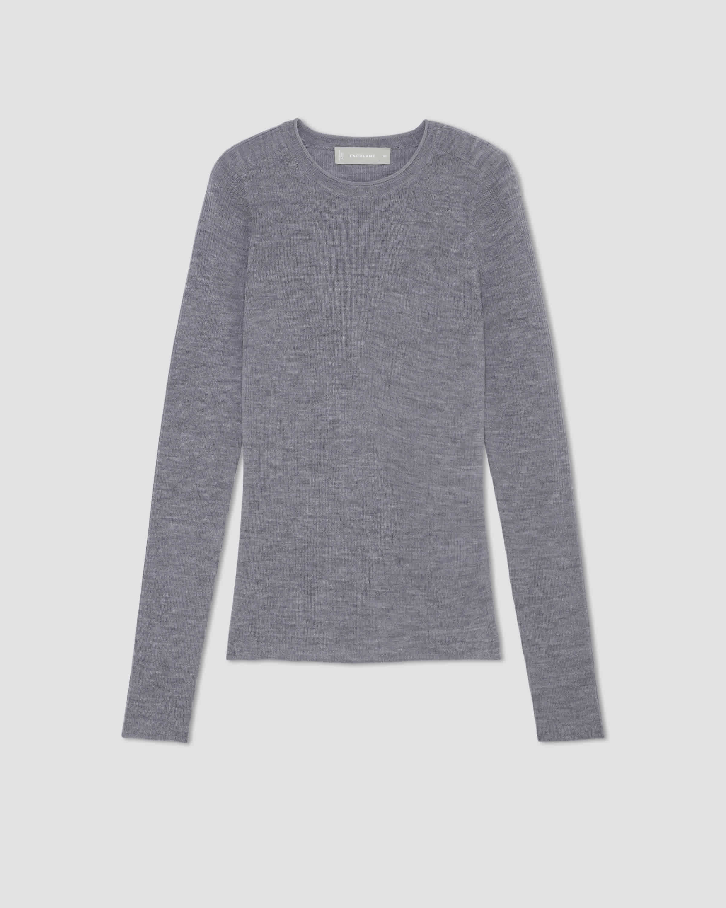 The Ultrafine Merino Ribbed Crew Heather Mid Grey – Everlane