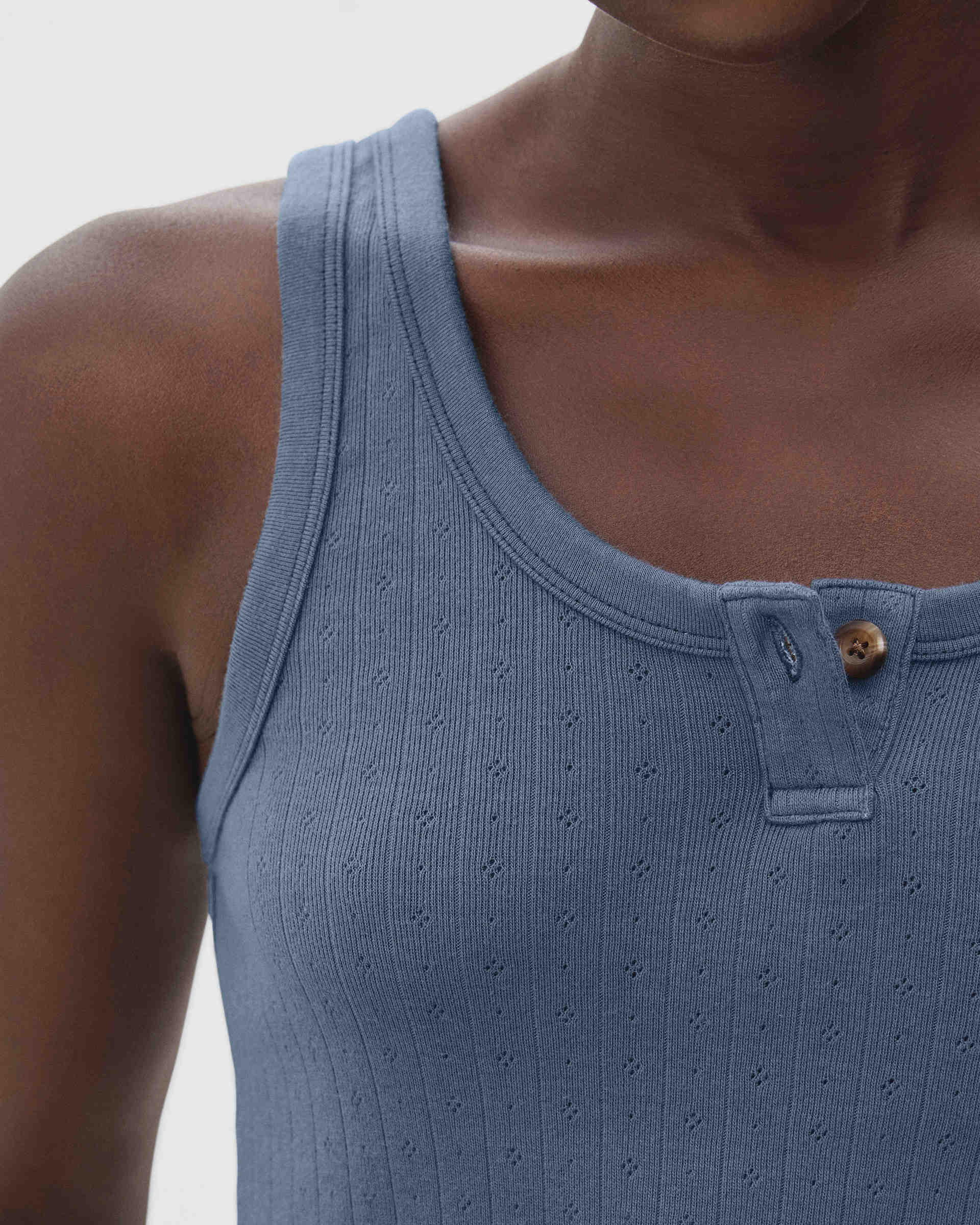 The Organic Cotton Pointelle Tank Blue-Grey – Everlane