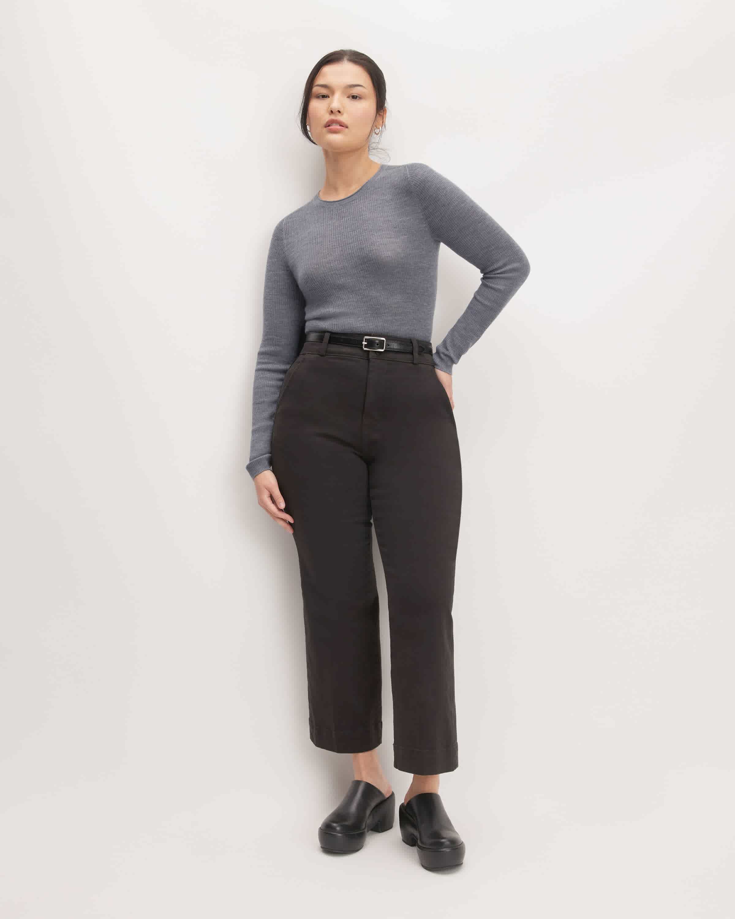 The Ultrafine Merino Ribbed Crew Heather Mid Grey – Everlane