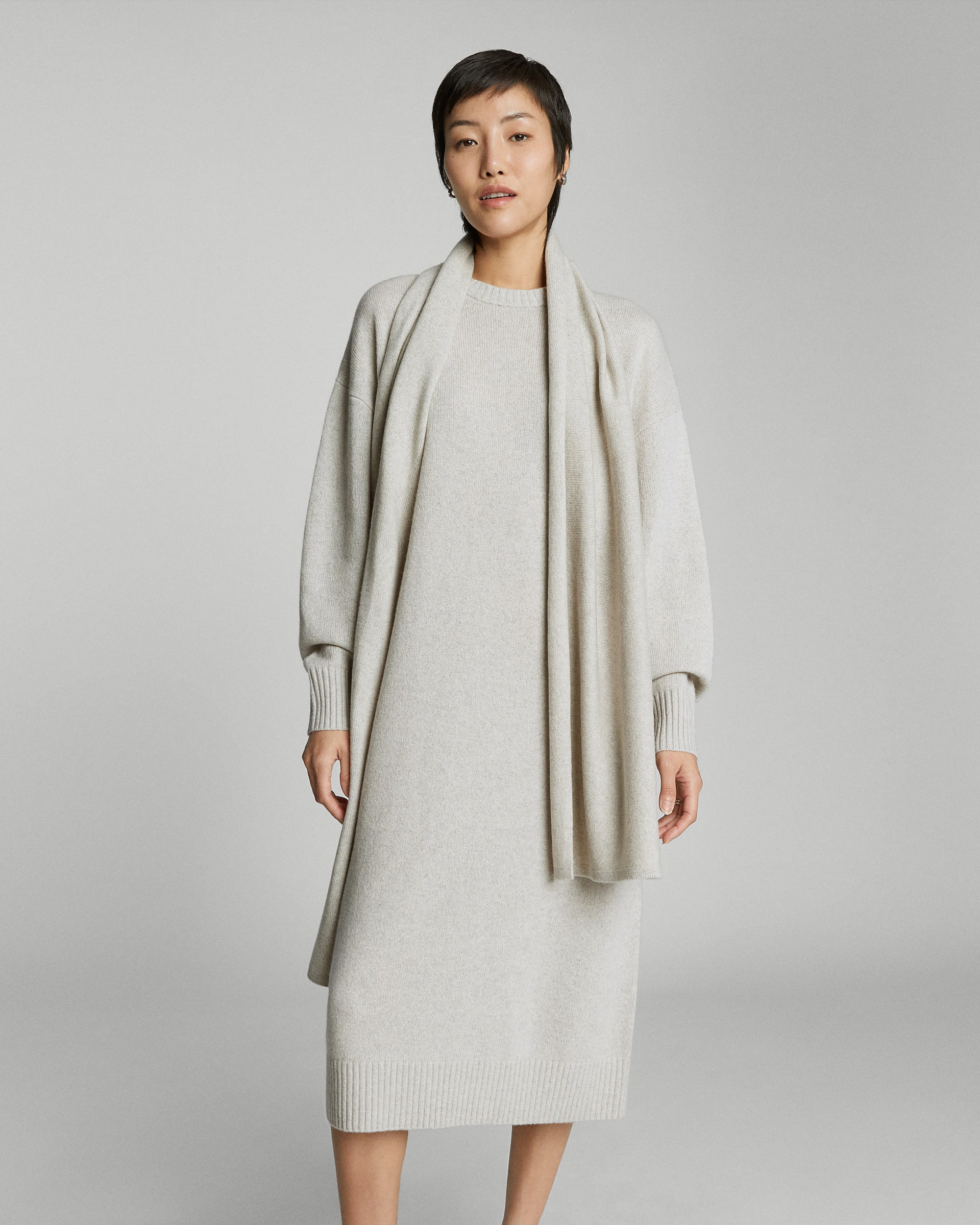 The Cashmere Midi Dress Pale Heather Grey – Everlane