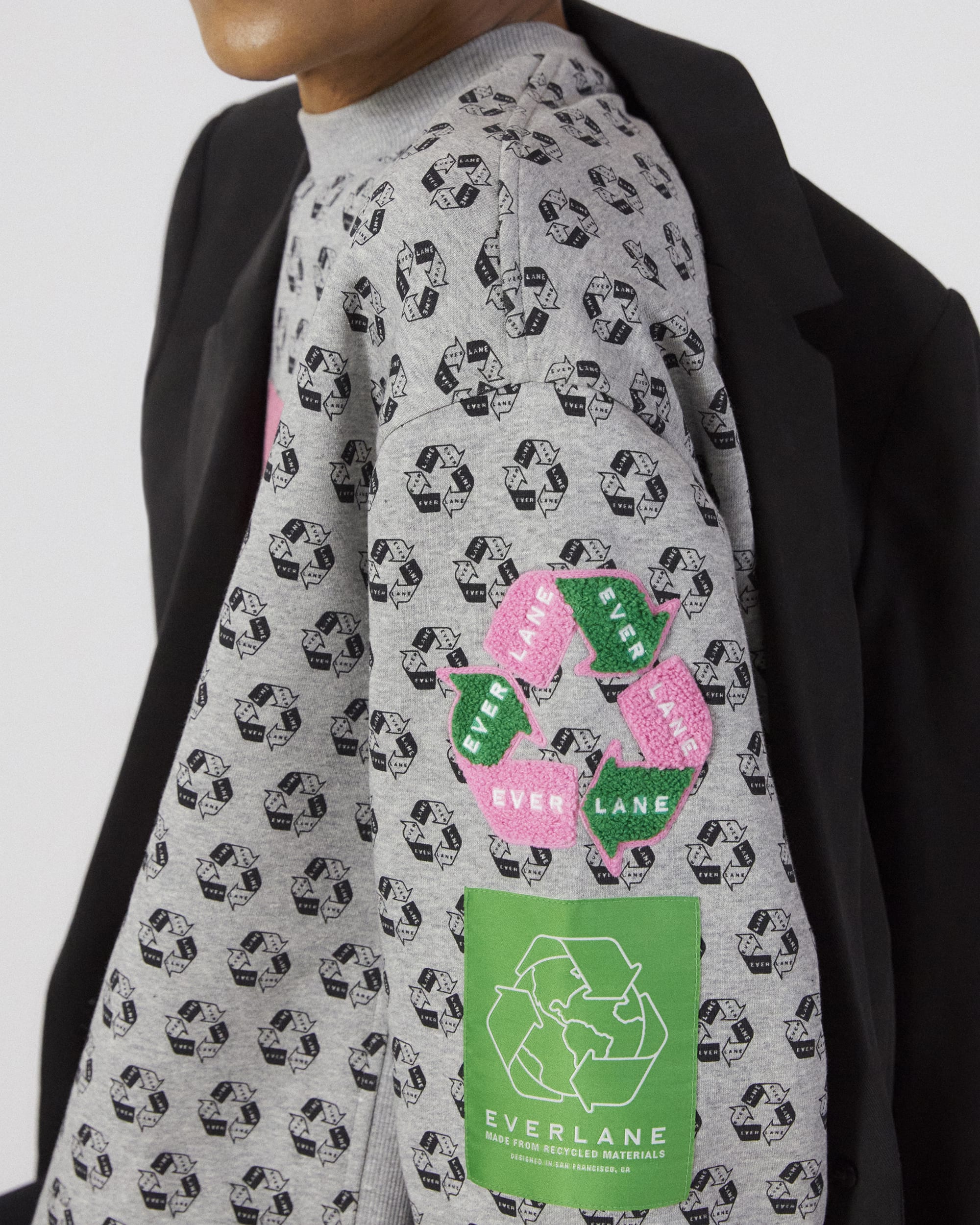 The ReTrack Crewneck Sweatshirt Earth Day Grey Multi – Everlane