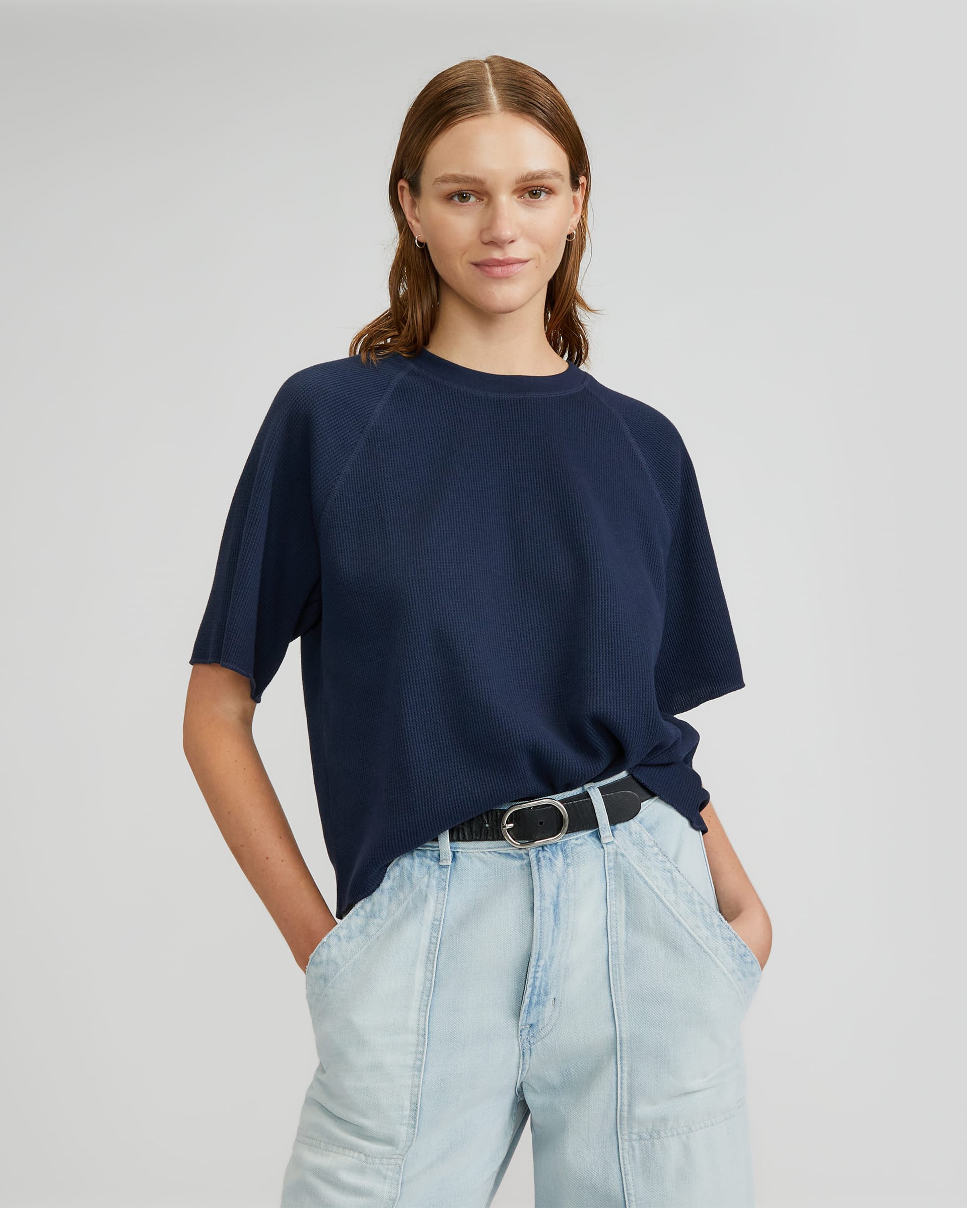 The Organic Cotton Waffle Raglan Tee Navy – Everlane