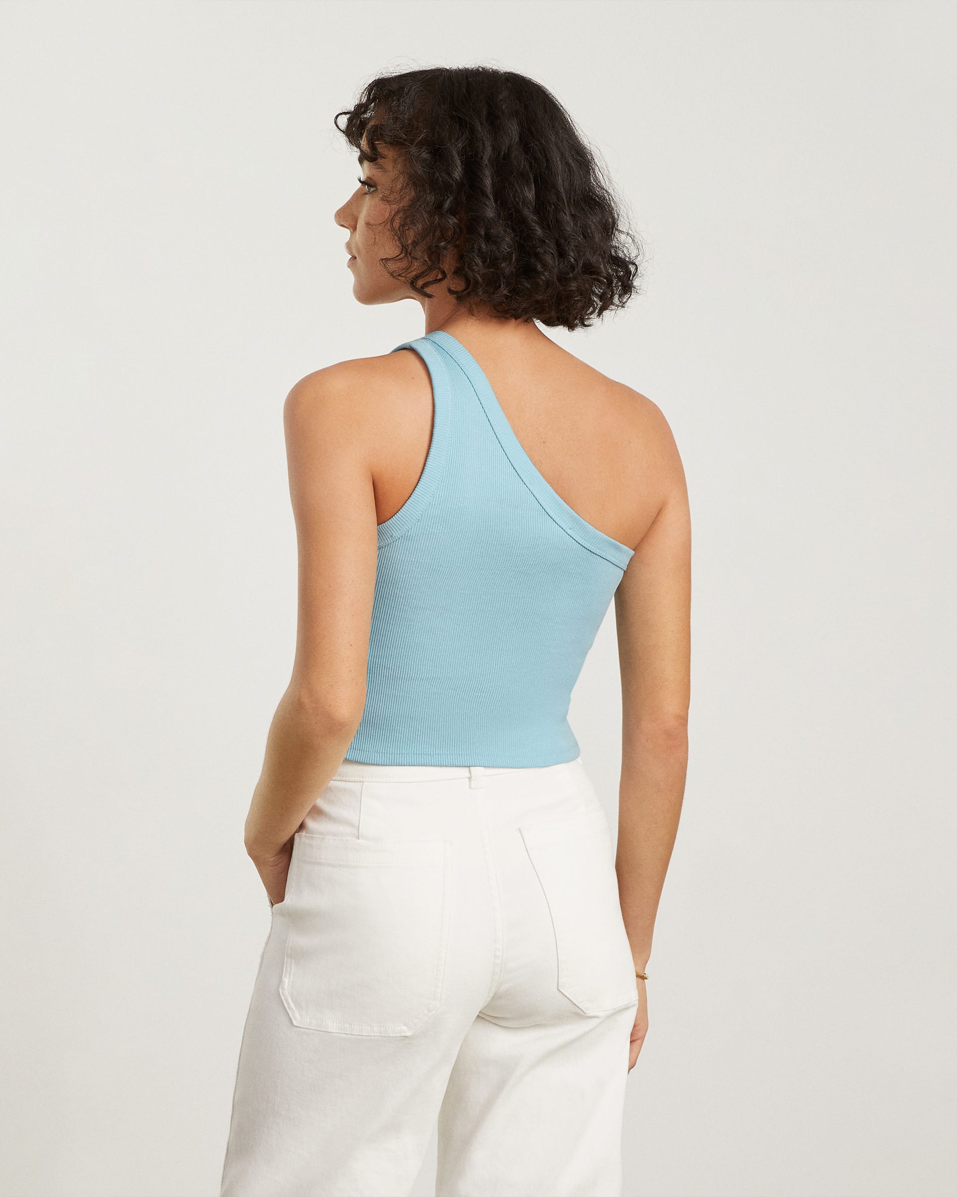 The Ribbed One Shoulder Tank Ice Blue Everlane