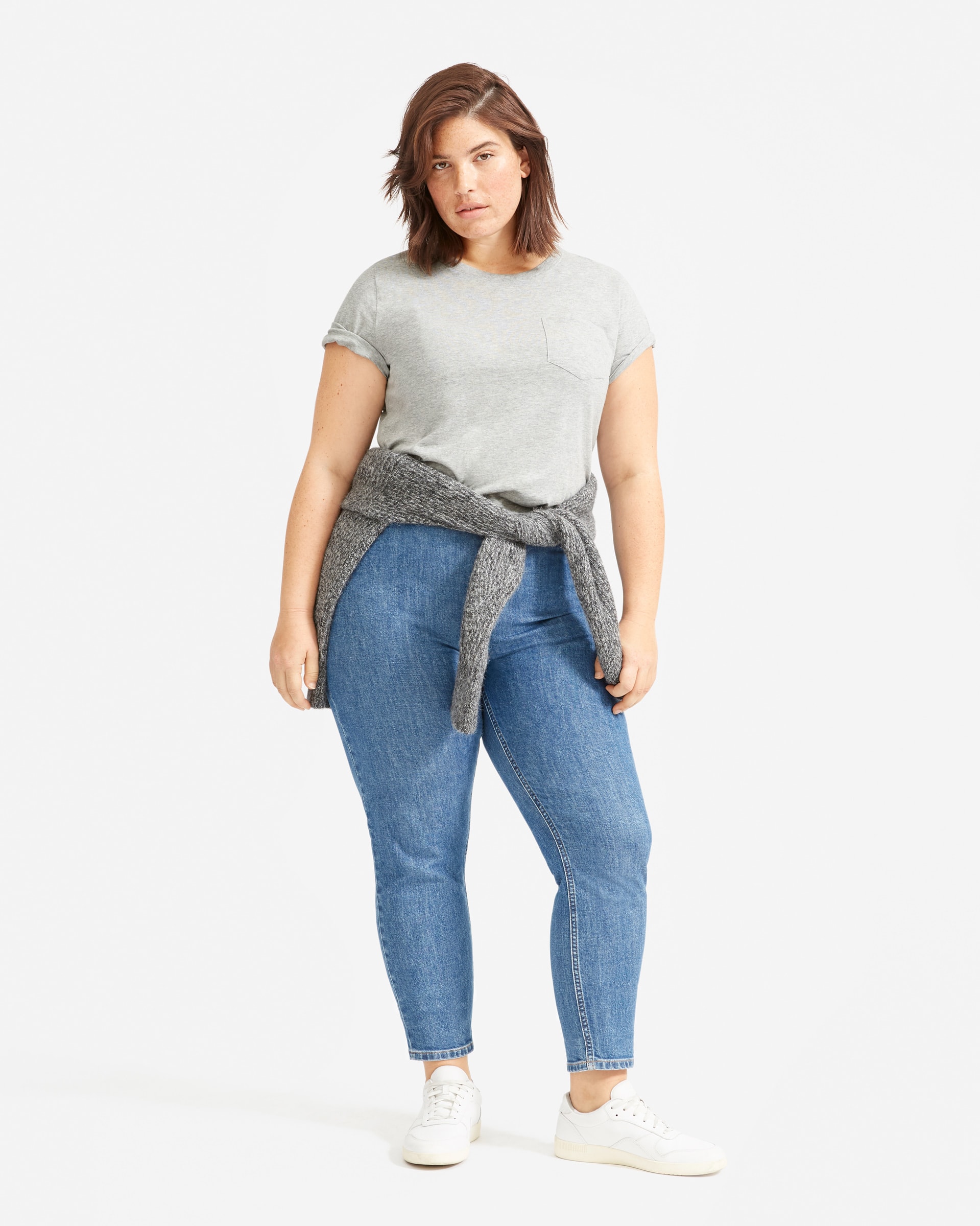 The Cotton Box-Cut Pocket Tee Heathered Grey – Everlane
