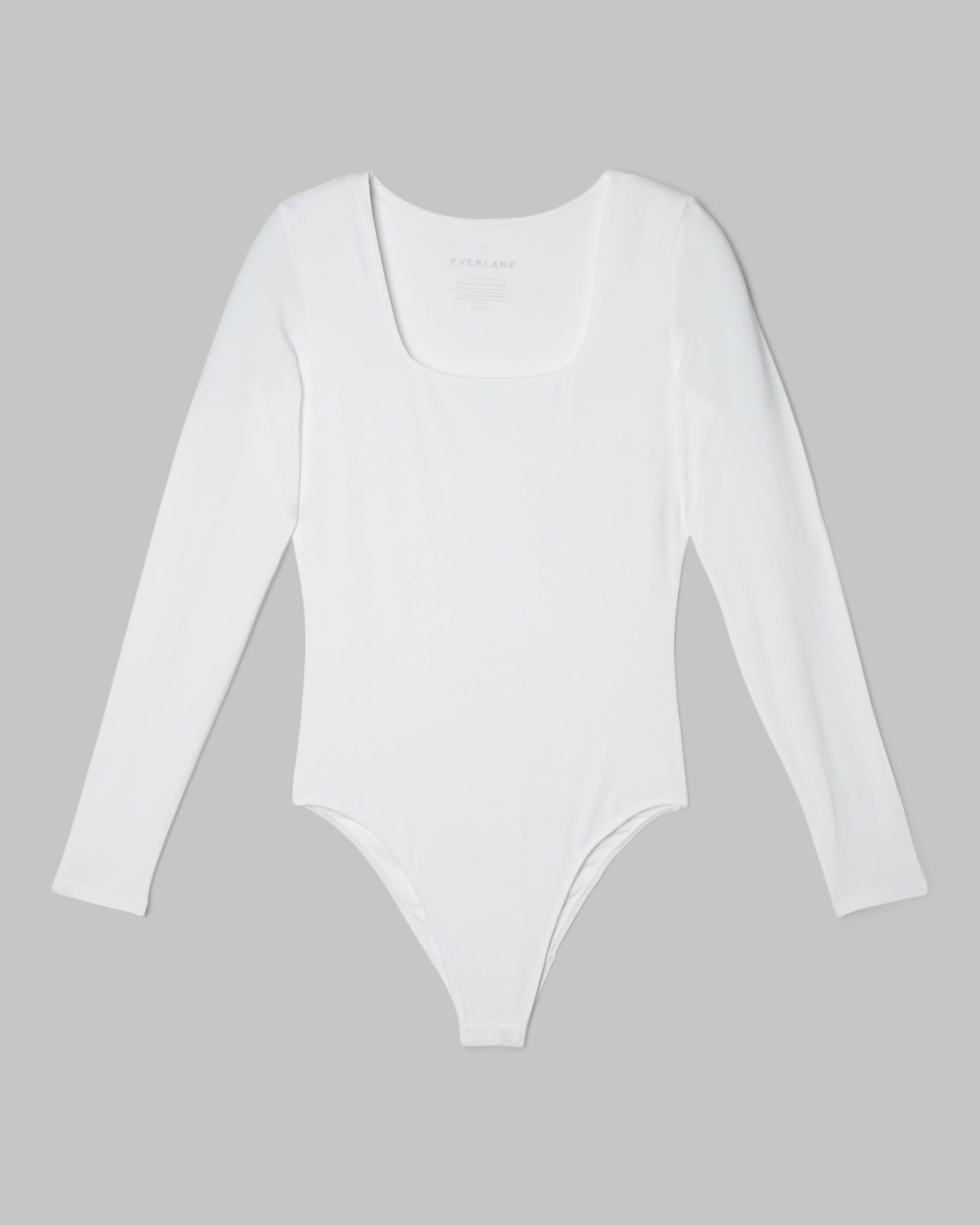 The Long-Sleeve Supima® Square-Neck Bodysuit White – Everlane