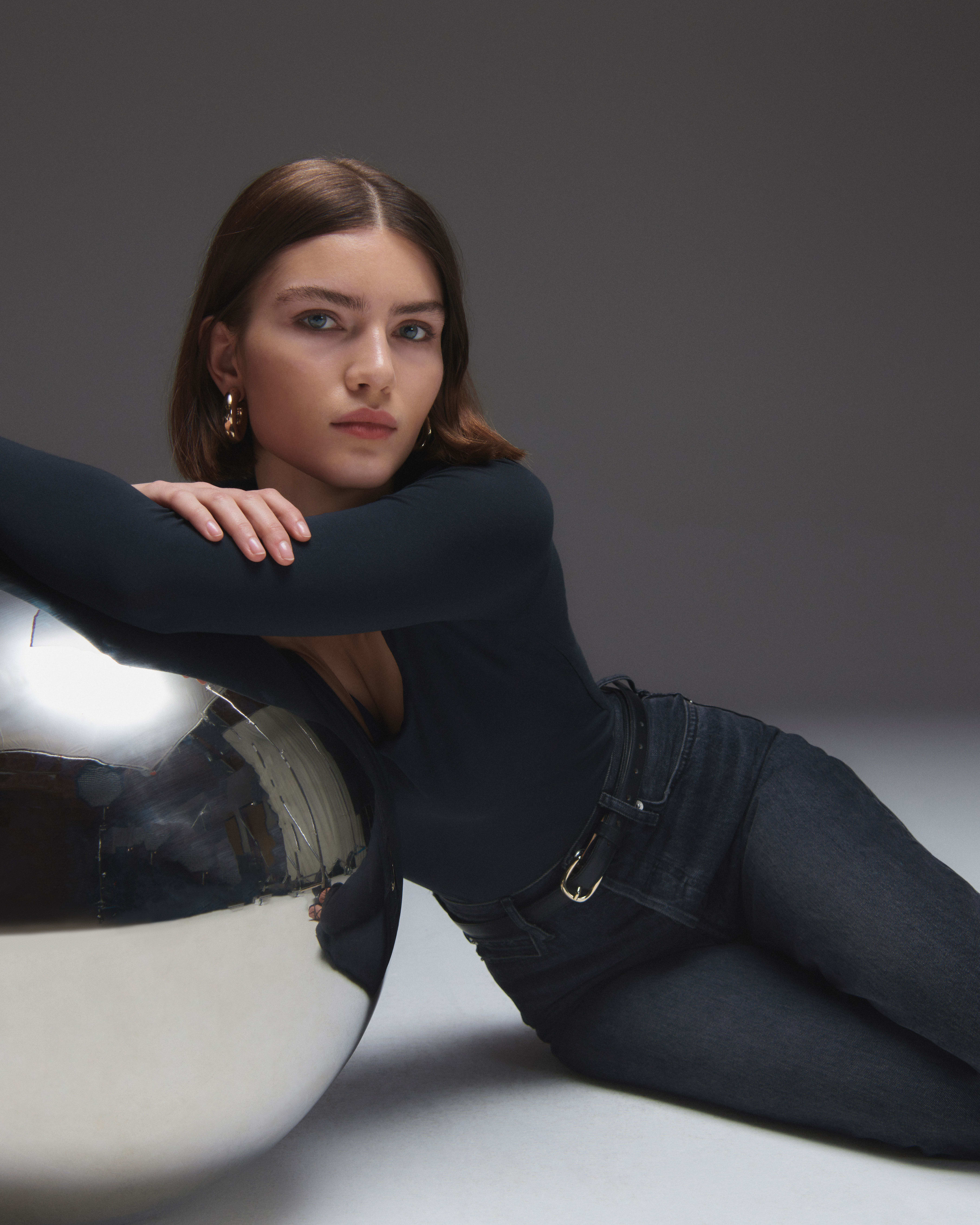 The Long-Sleeve Supima® Square-Neck Bodysuit Black – Everlane