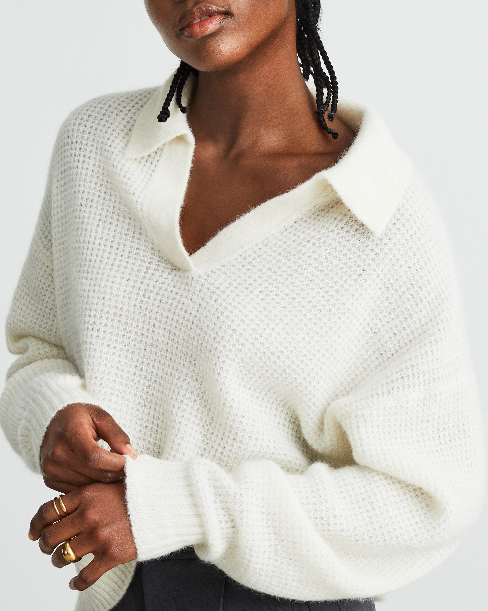 The Alpaca Waffle-Stitch Polo Snow – Everlane
