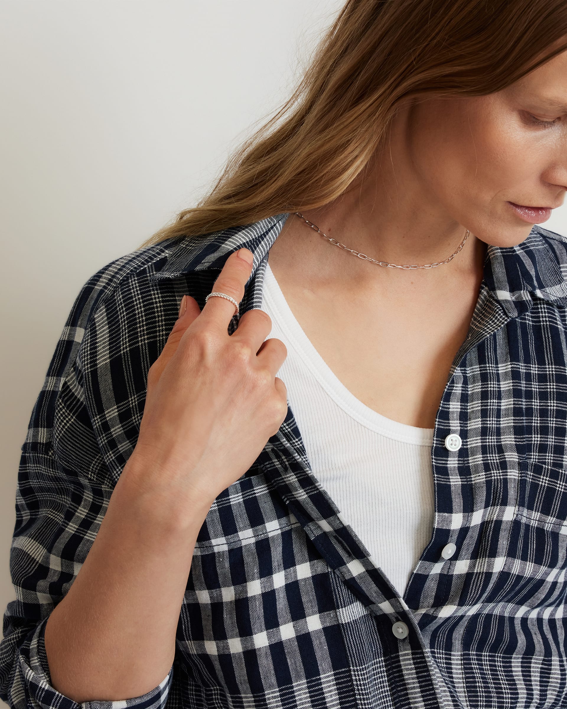 The Way-Long Linen Shirt Canvas Tan / Navy – Everlane