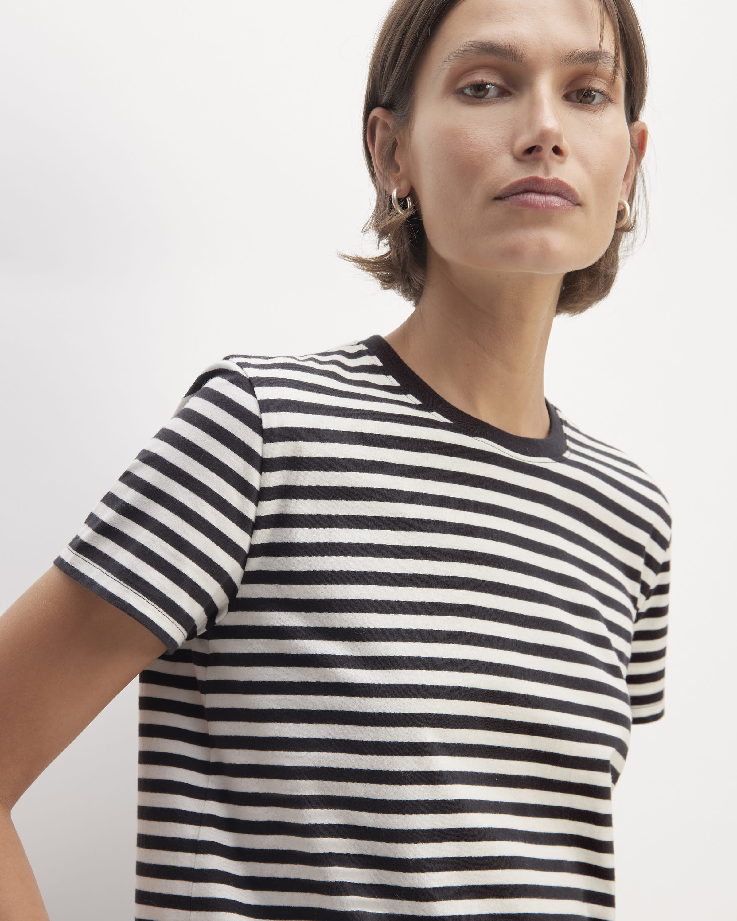 The Organic Cotton Box-Cut Tee Bone / Black – Everlane