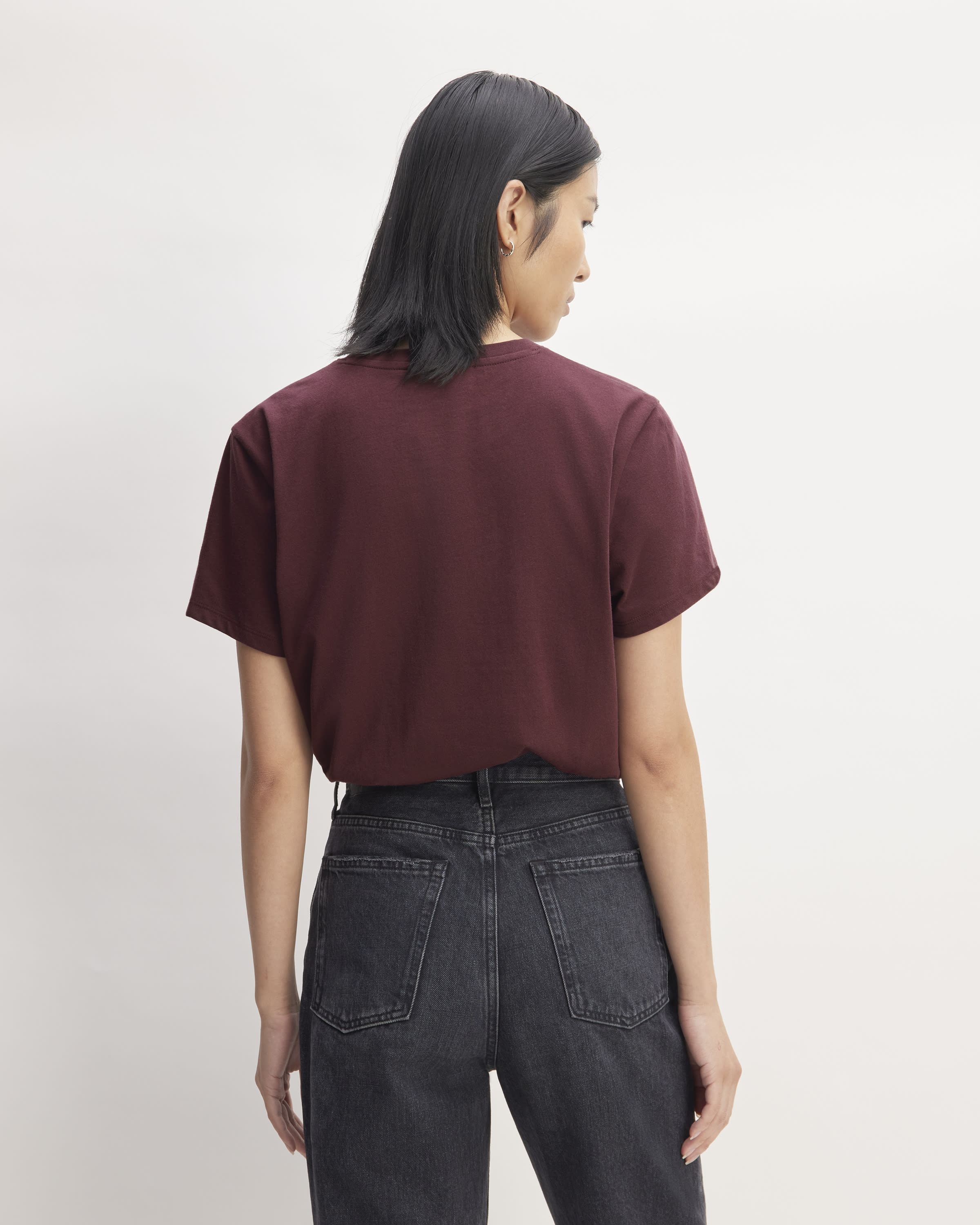 The Organic Cotton Box-Cut Tee Burgundy – Everlane