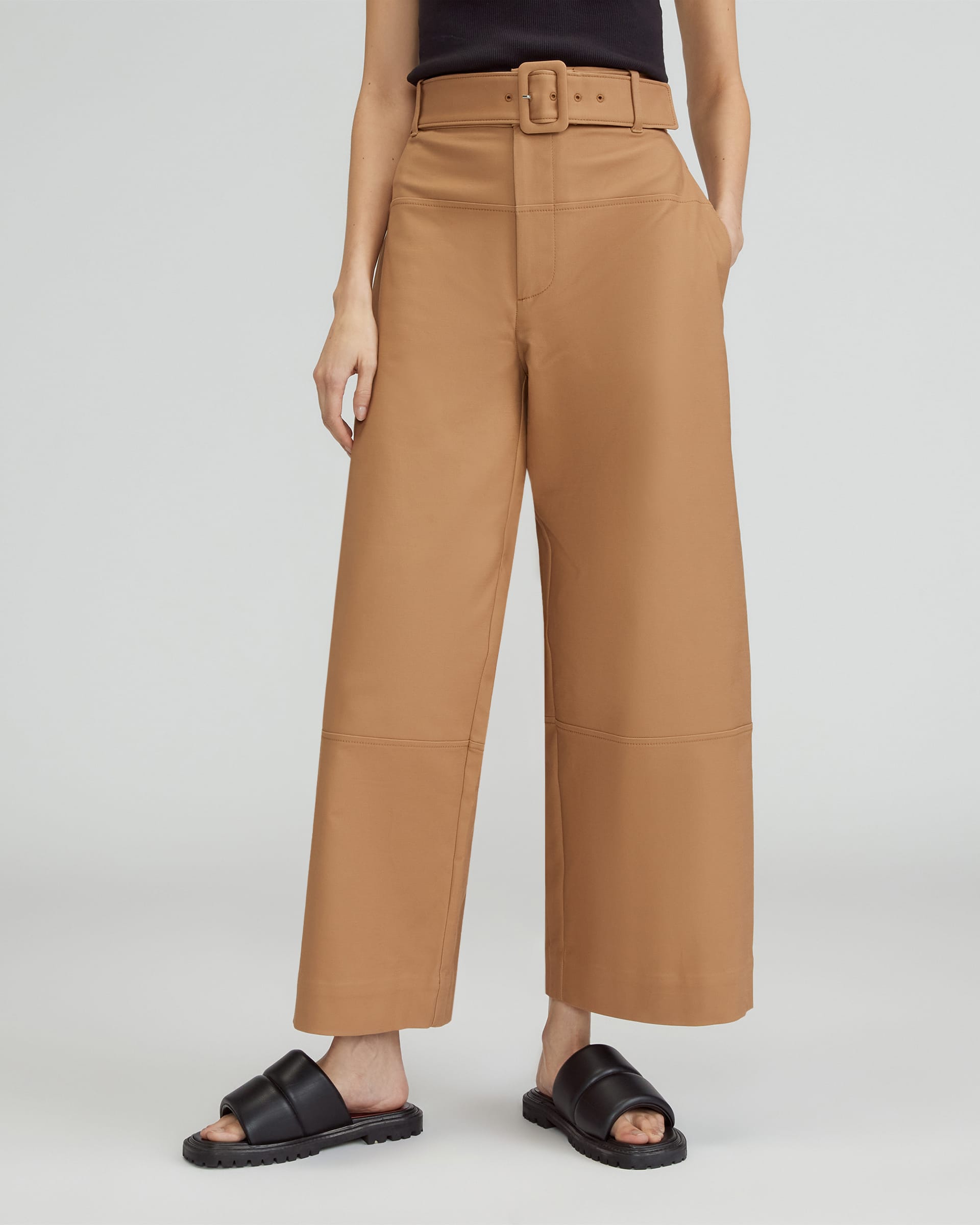 The Structured Cotton Belted Pant Toasted Coconut – Everlane