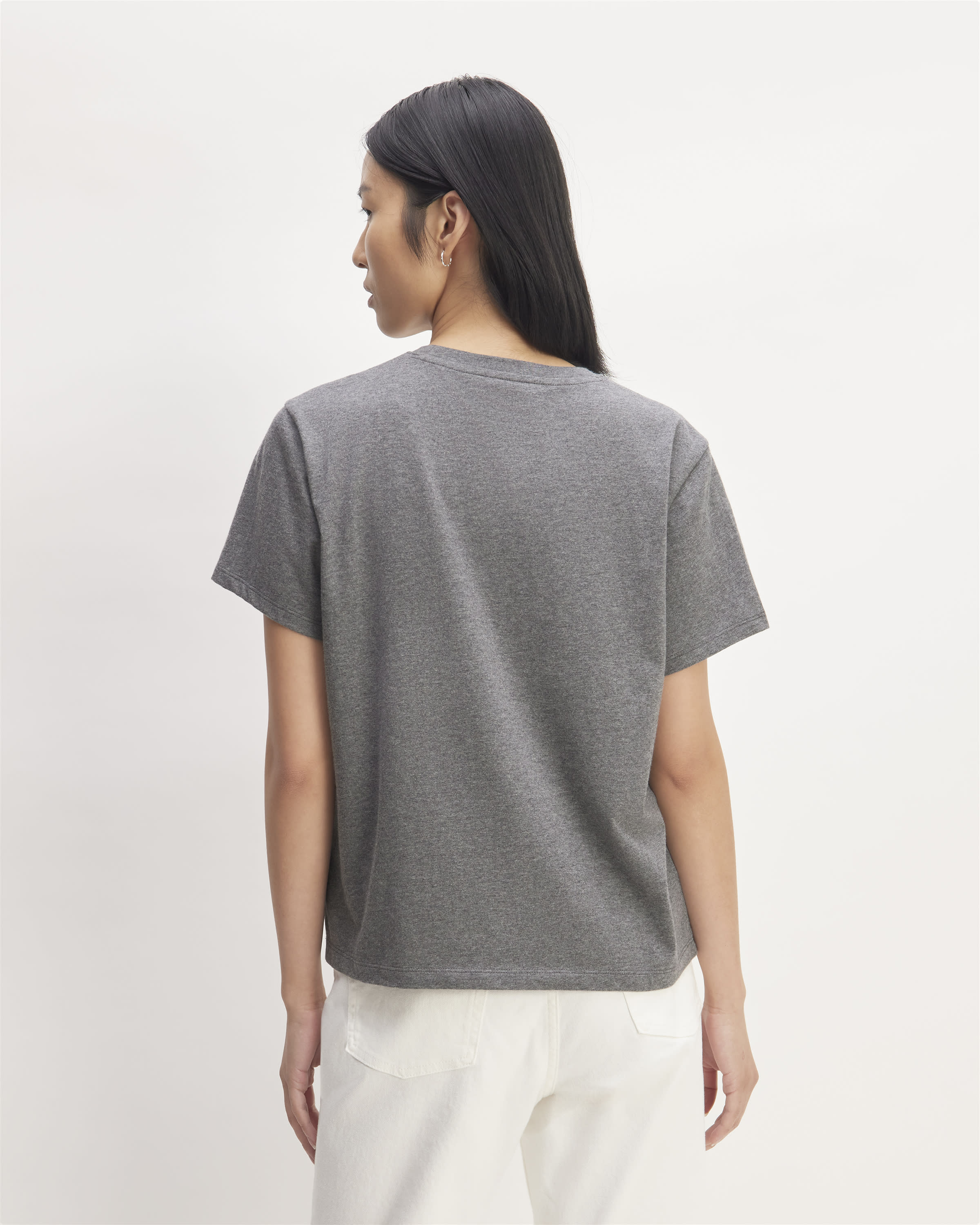 The Organic Cotton Box-Cut Tee Heathered Charcoal – Everlane
