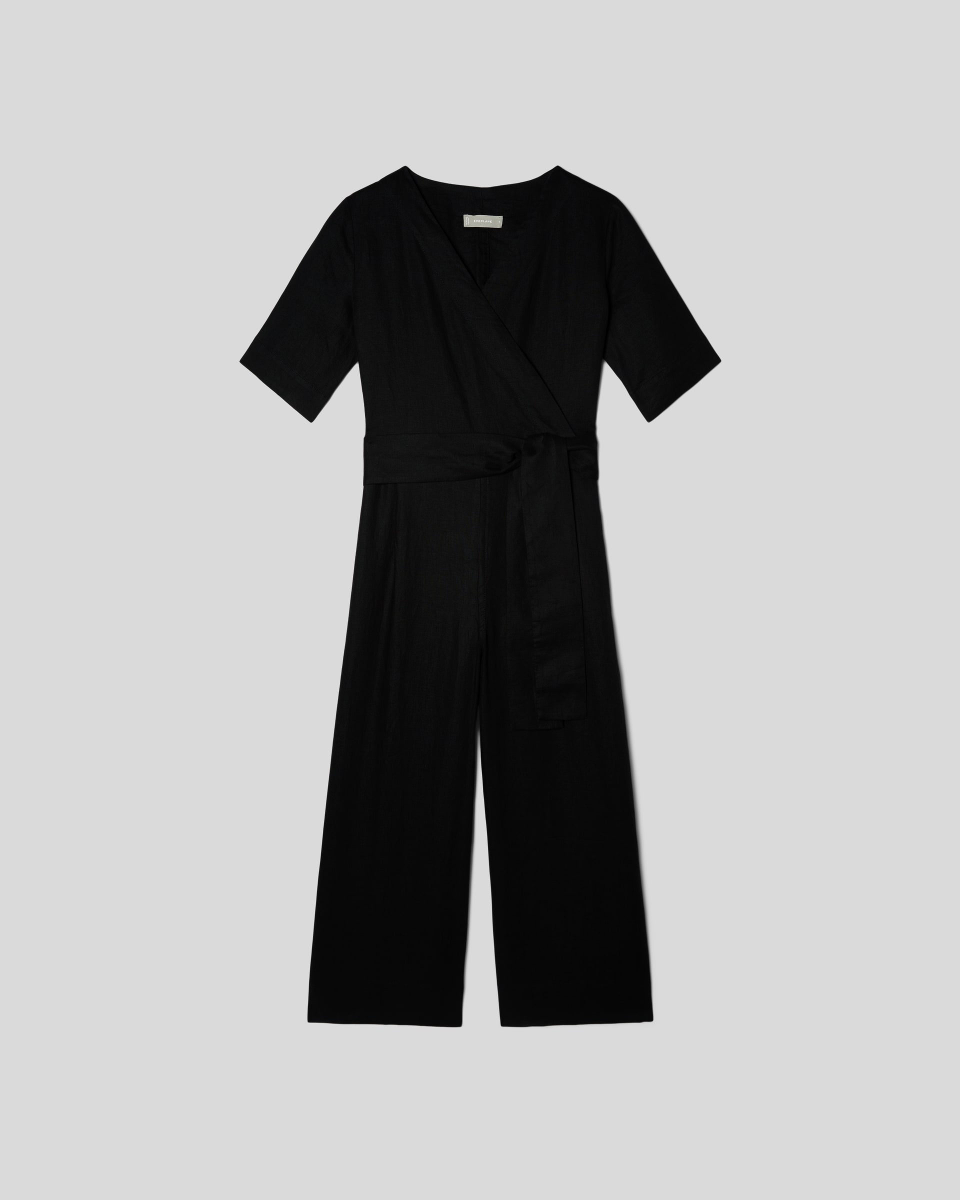 The Linen Cross-Front Jumpsuit Black – Everlane