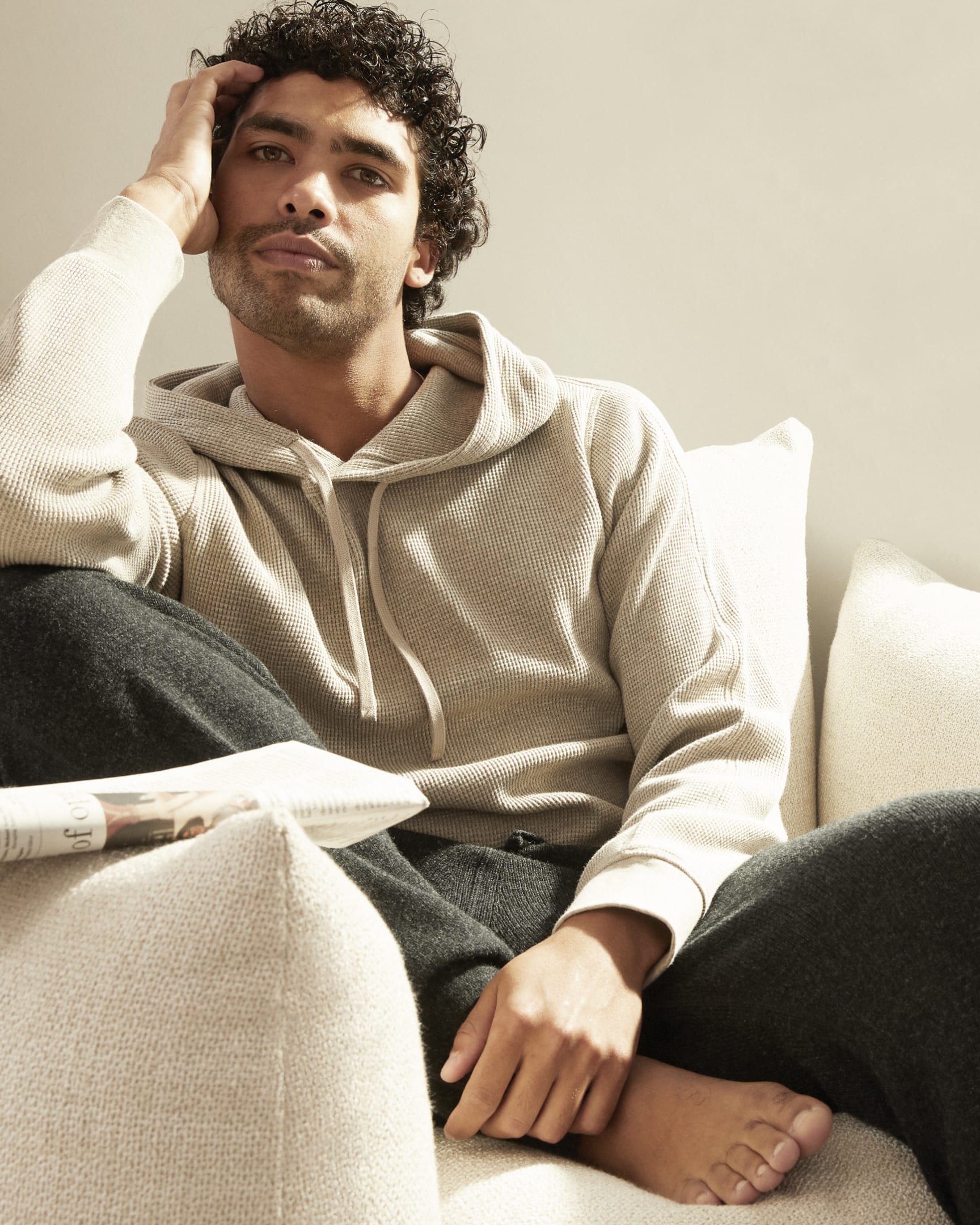 The Waffle-Knit Hoodie Heathered Oatmeal – Everlane