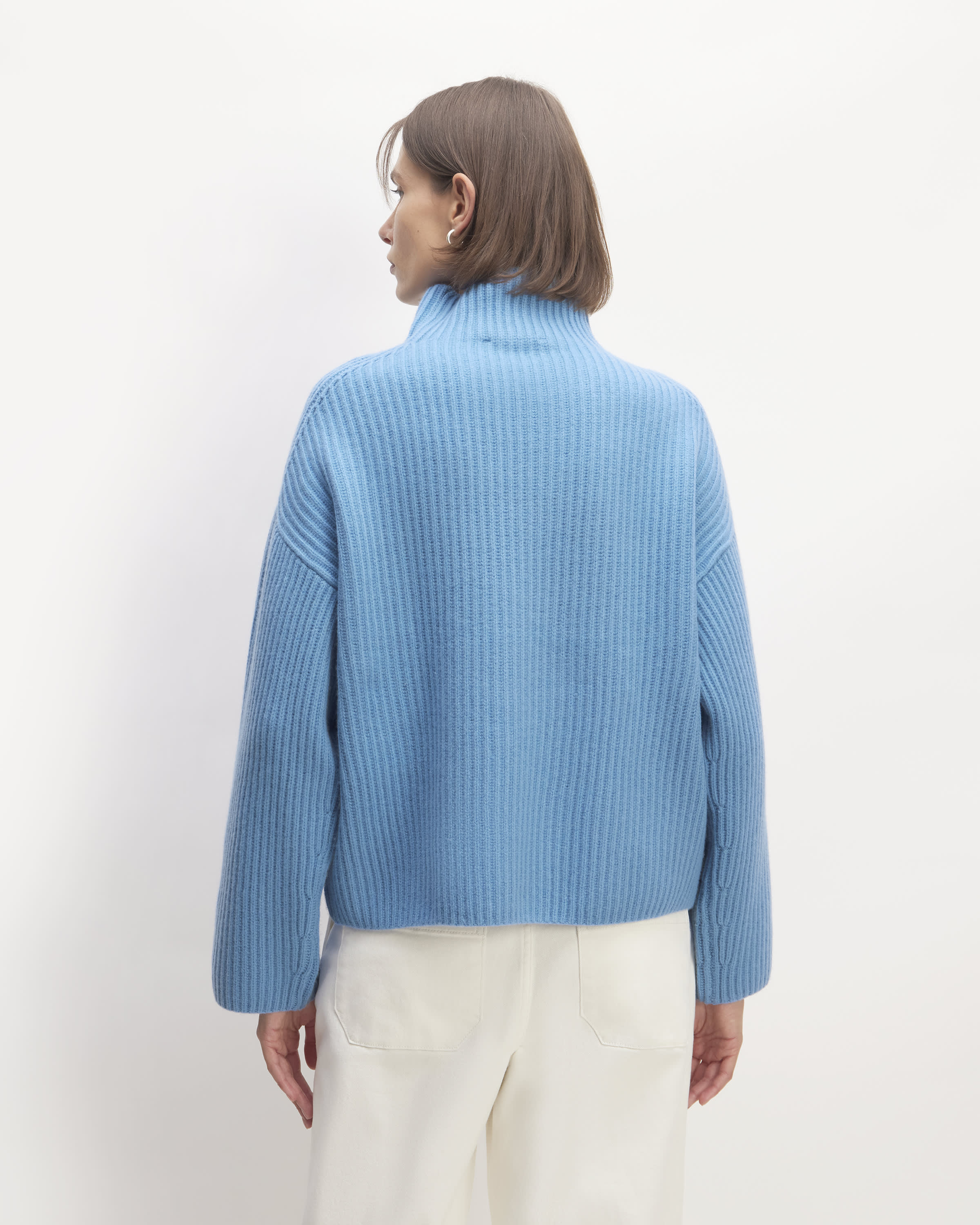 The Felted Merino Funnel-Neck Pullover Heritage Blue – Everlane