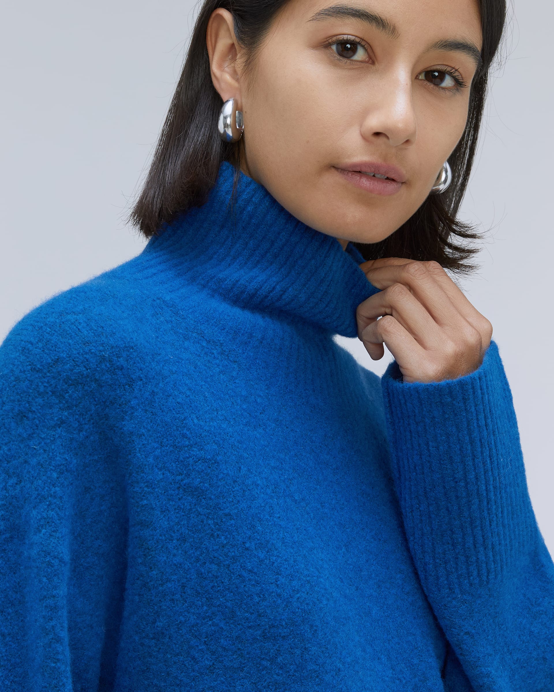 The Cozy Stretch Turtleneck Dress Heathered Lapis Blue – Everlane