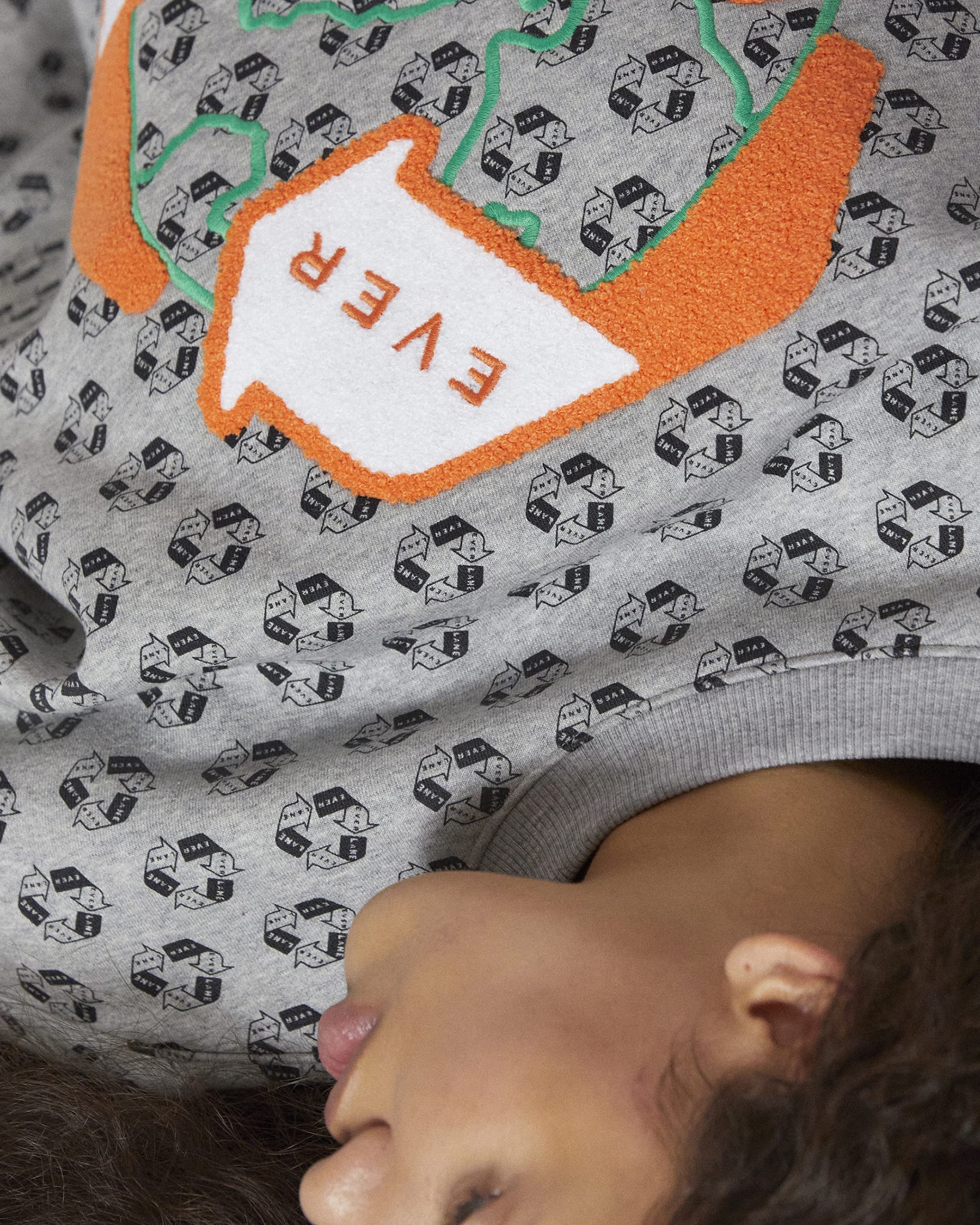 The ReTrack Oversized Crew Earth Day Grey Multi – Everlane