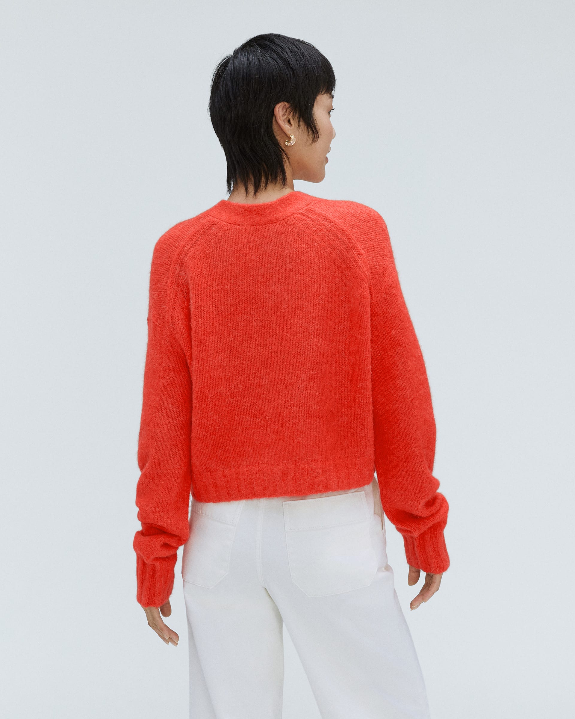 The Alpaca V-Neck Cropped Cardigan Red Orange – Everlane