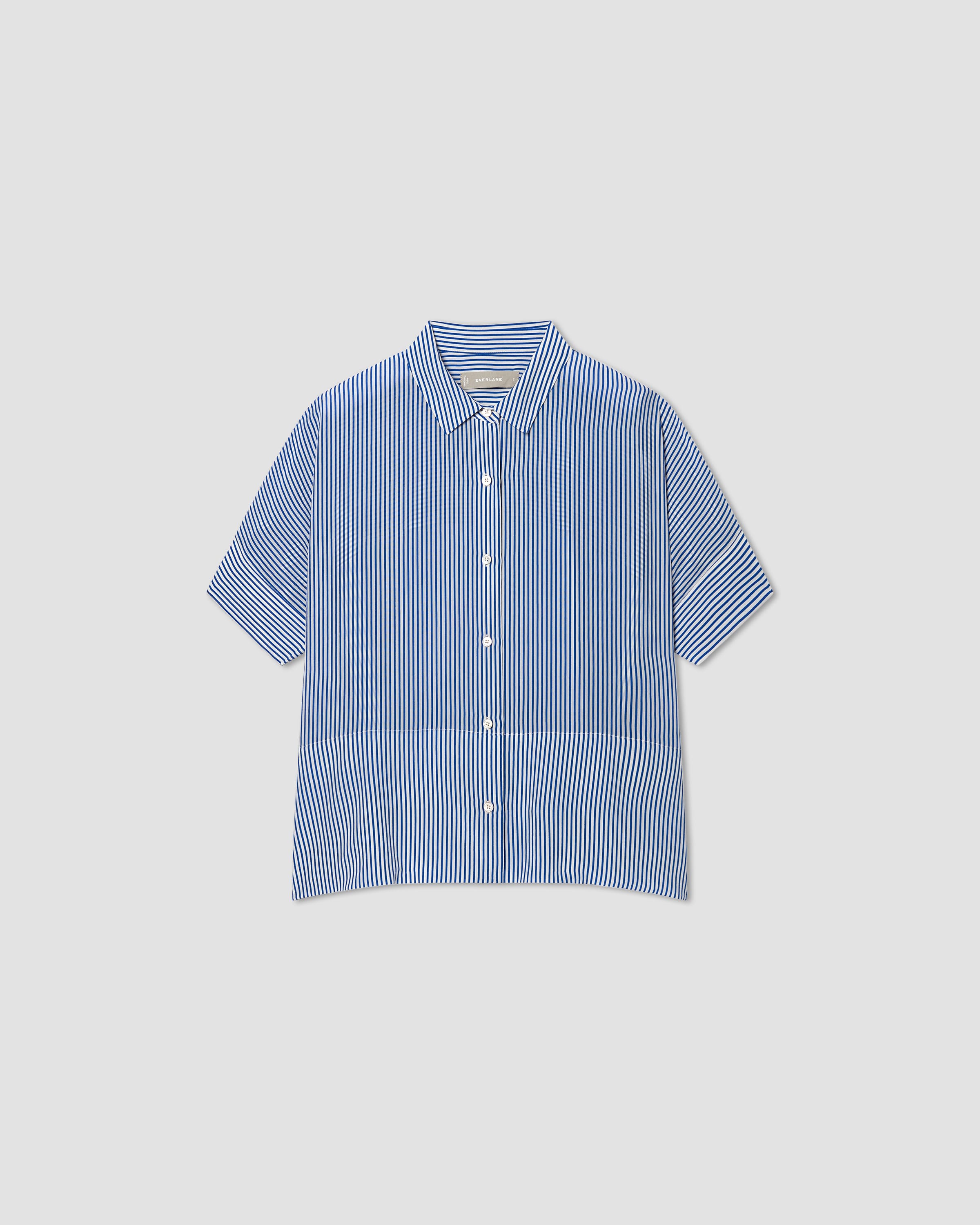 The Clean Silk Short-Sleeve Square Shirt Blue / White – Everlane