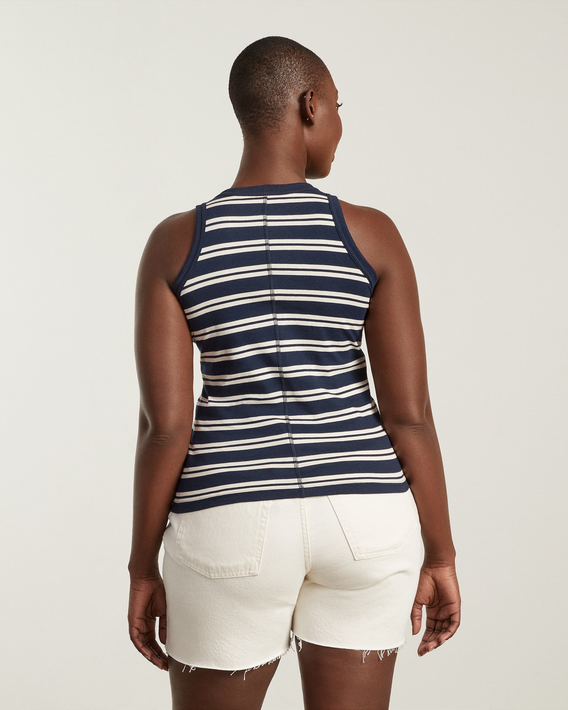 The Organic Cotton Cutaway Tank Navy / Tan – Everlane
