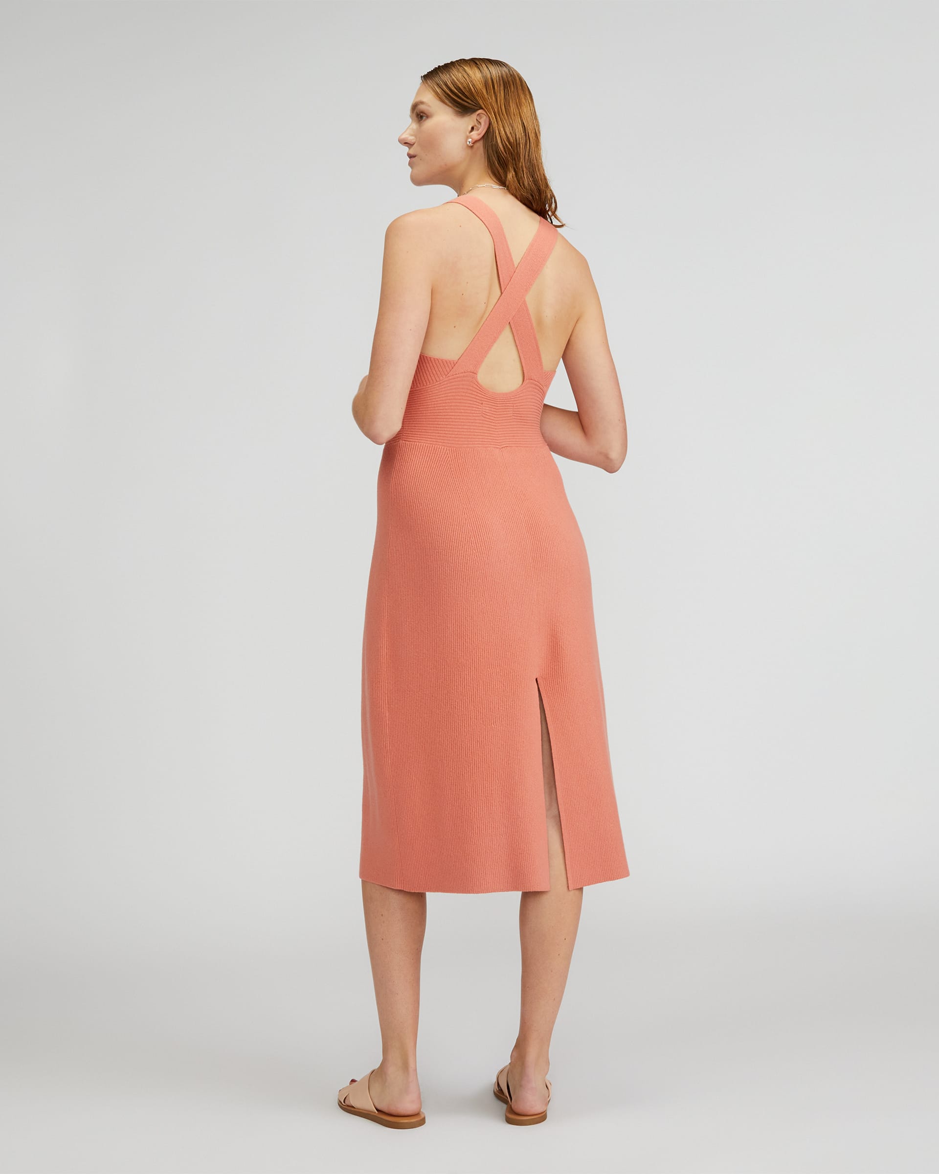 The Ribbed Cotton Cross-Back Dress Tawny Pink – Everlane