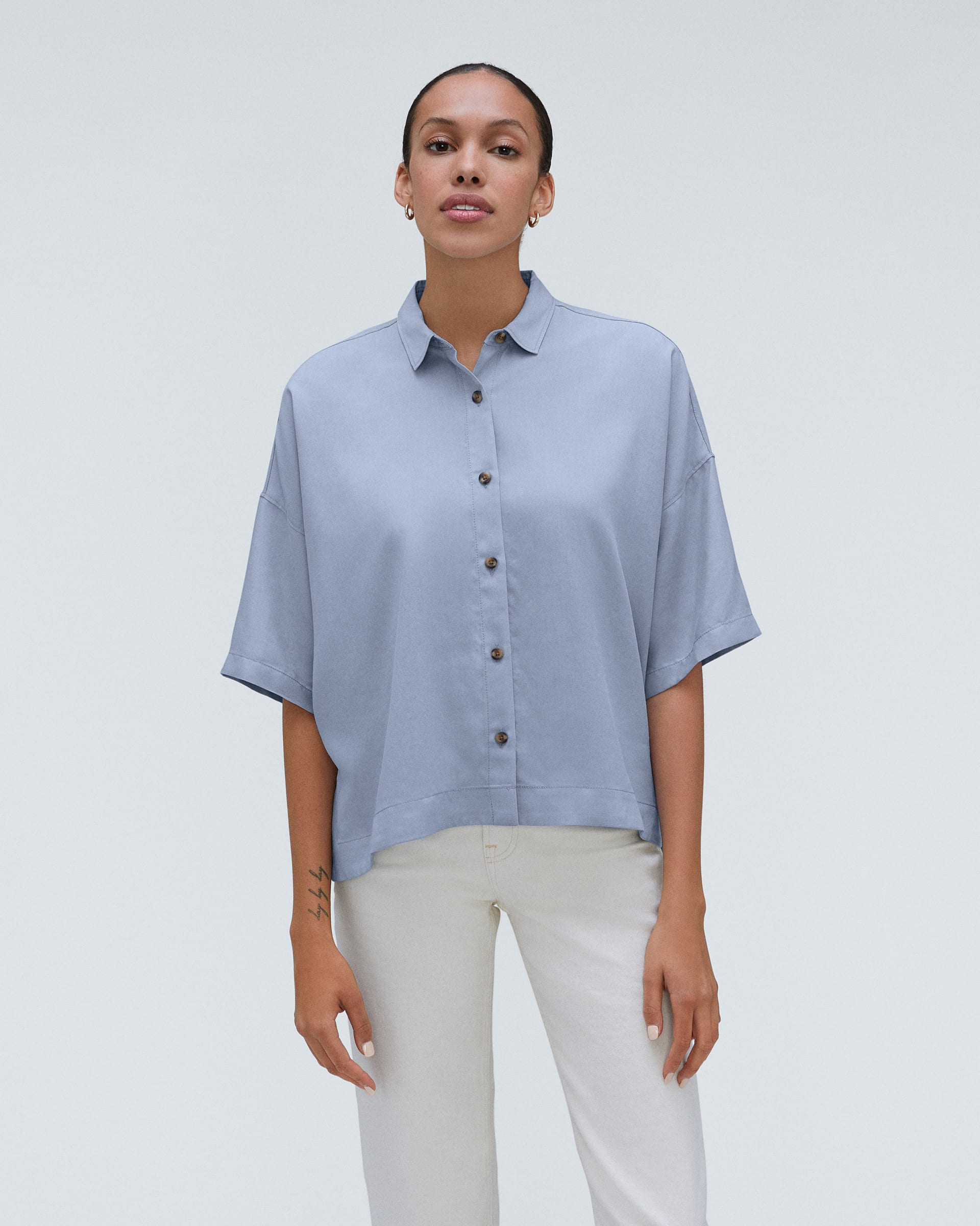 The Drapey Square Shirt Blue Slate – Everlane