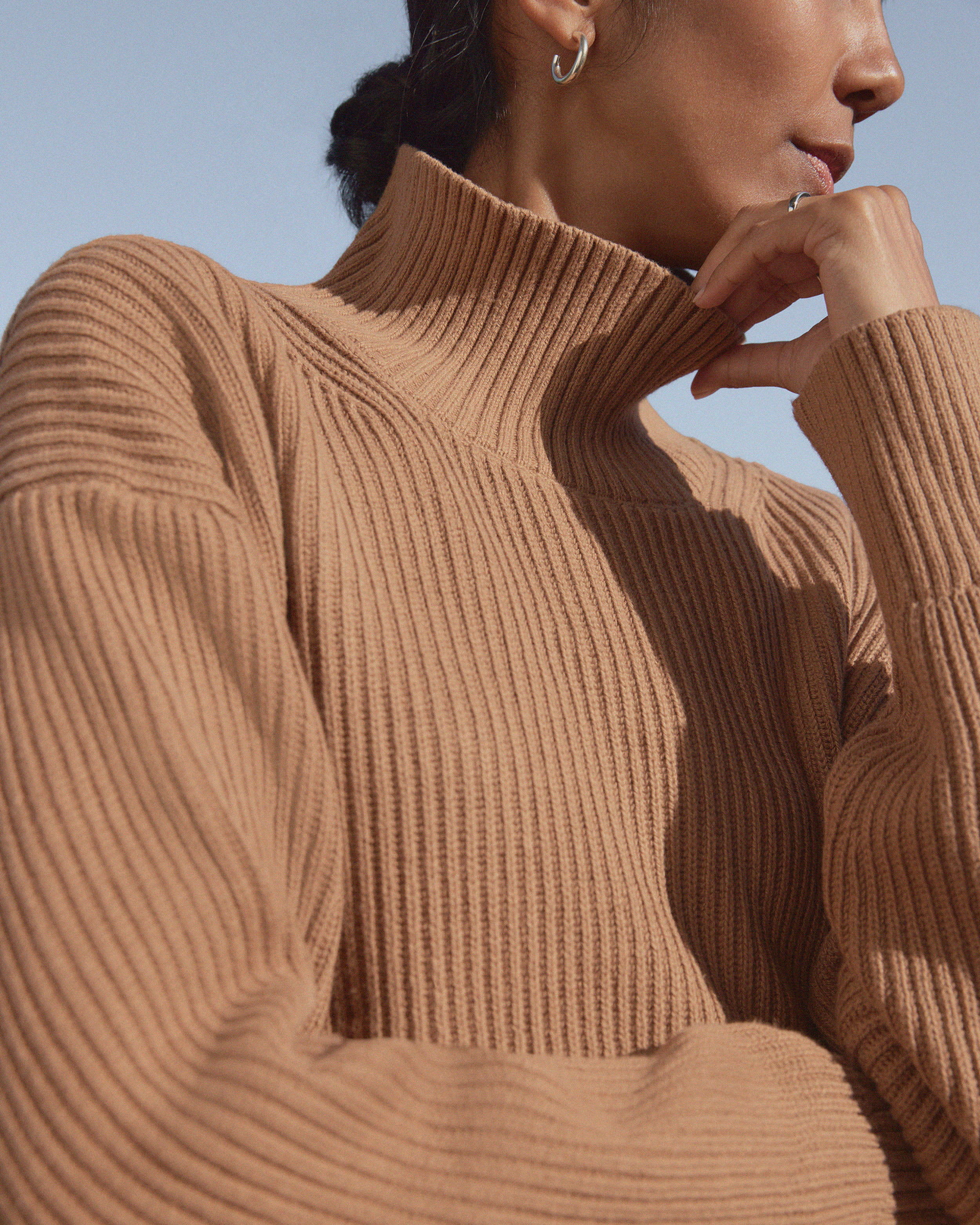 The Organic Cotton Ribbed Turtleneck Toasted Coconut – Everlane