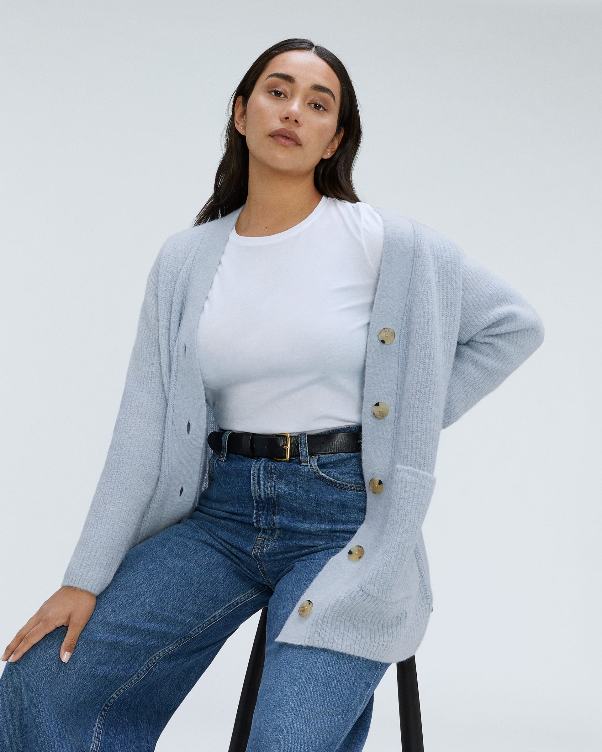The Oversized Alpaca Pocket Cardigan Mist – Everlane