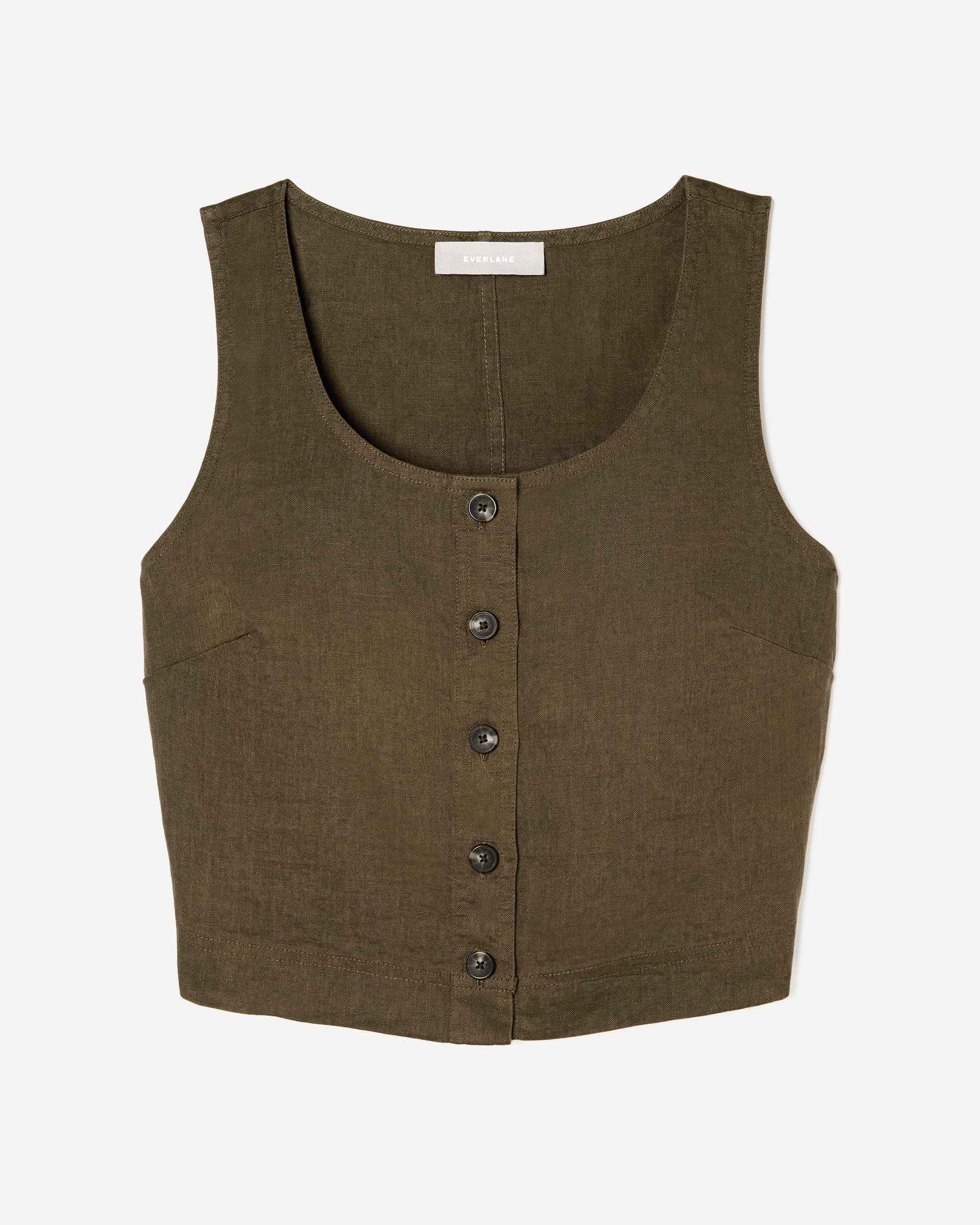 The Linen Button-Front Crop Tank Beech – Everlane
