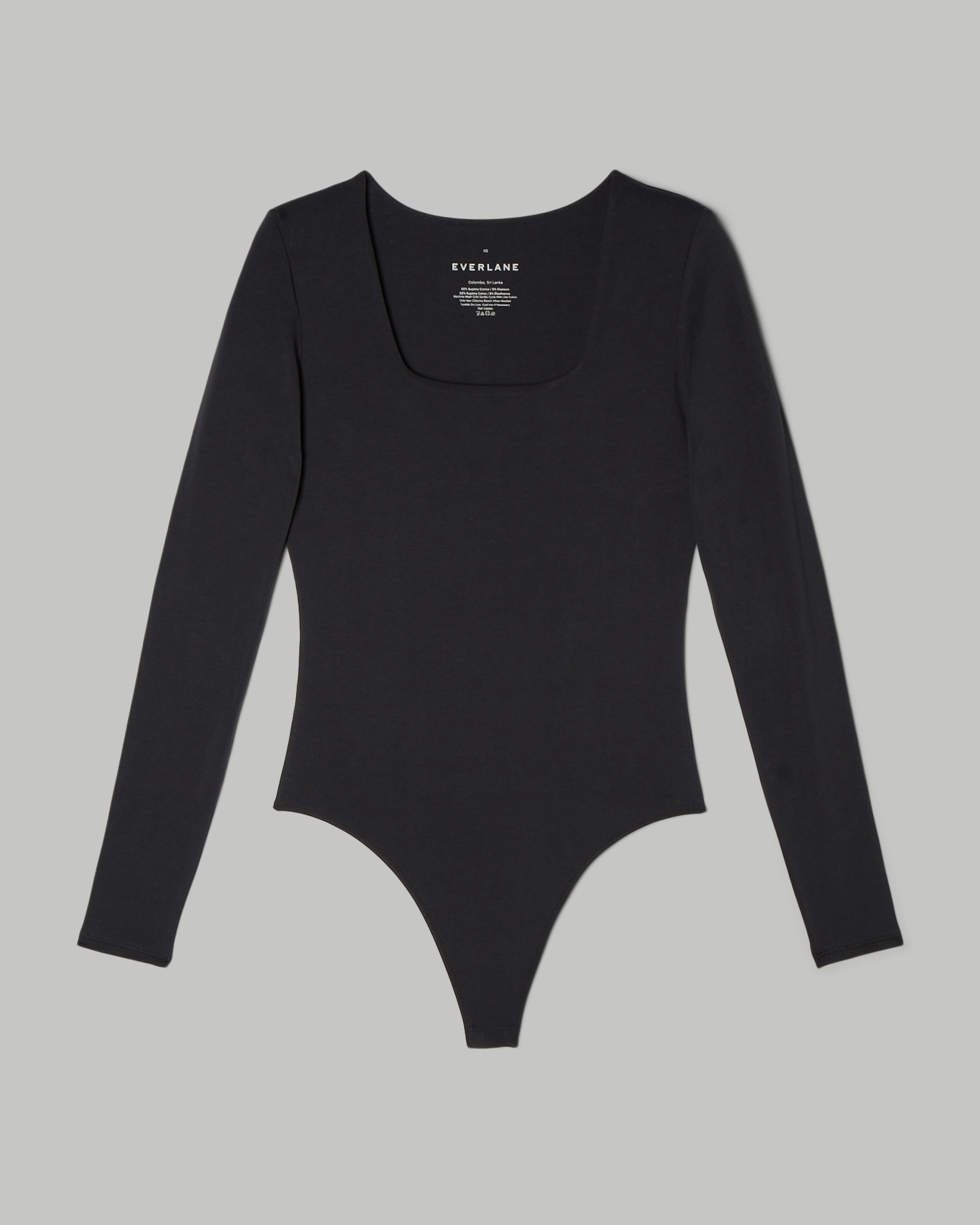 The Long-Sleeve Supima® Square-Neck Bodysuit Black – Everlane