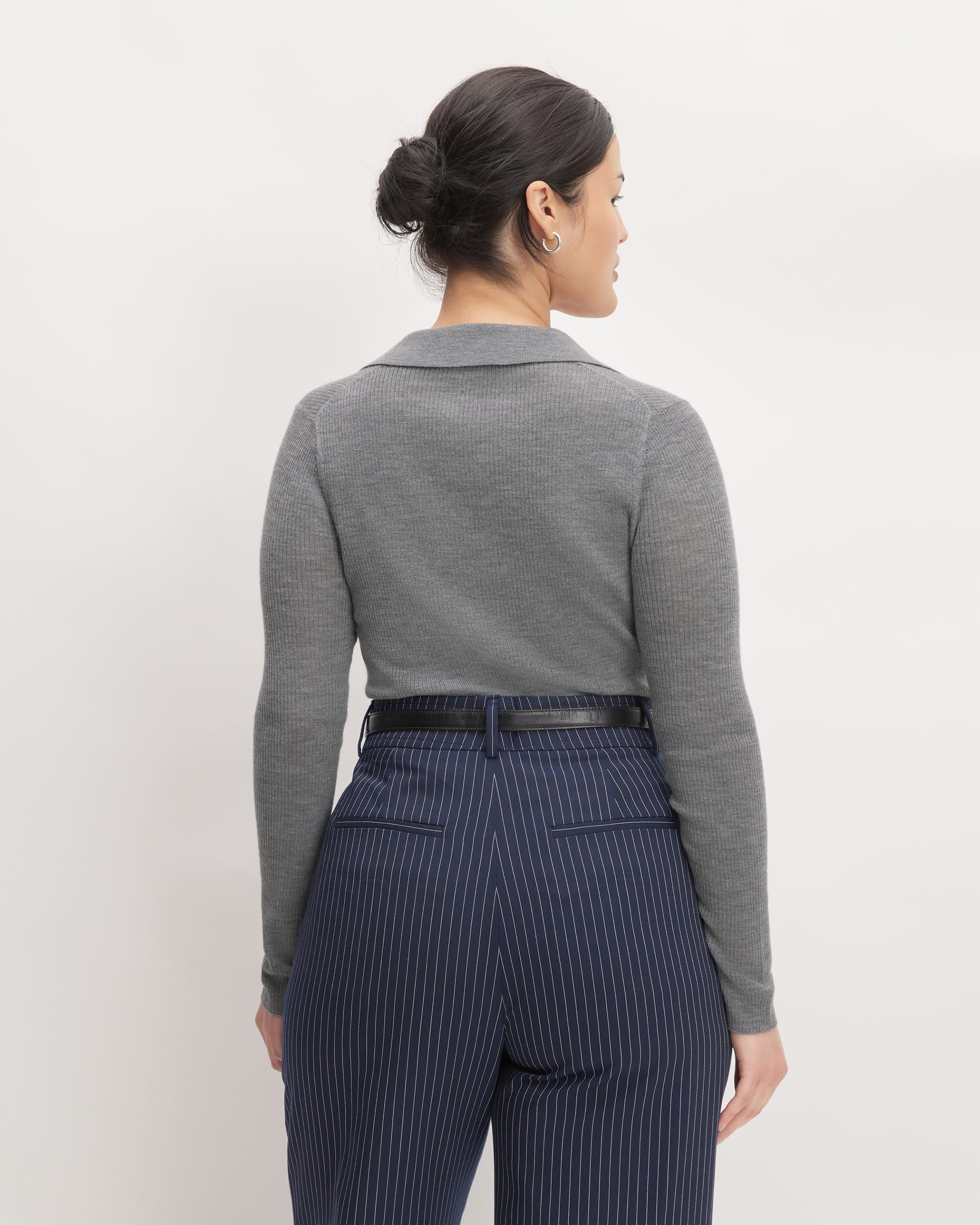 The Ultrafine Merino Ribbed Polo Heather Mid Grey – Everlane