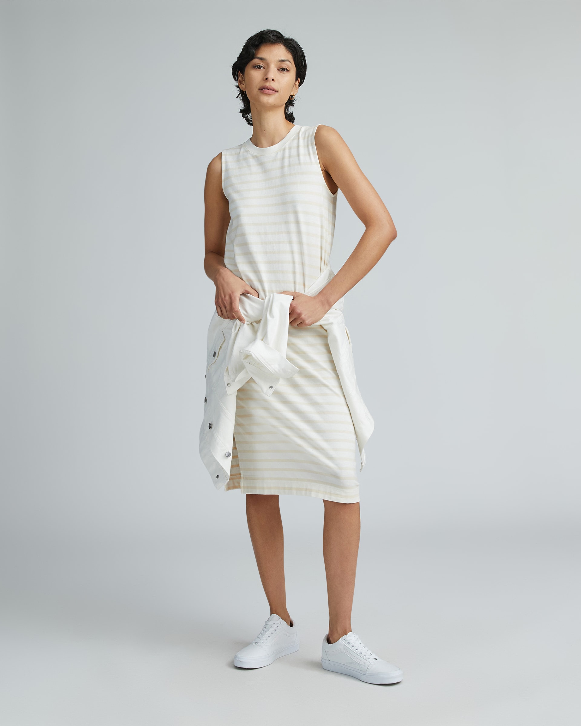 The Organic Cotton Weekend Tank Dress Brazilian Sand / Canvas Tan ...