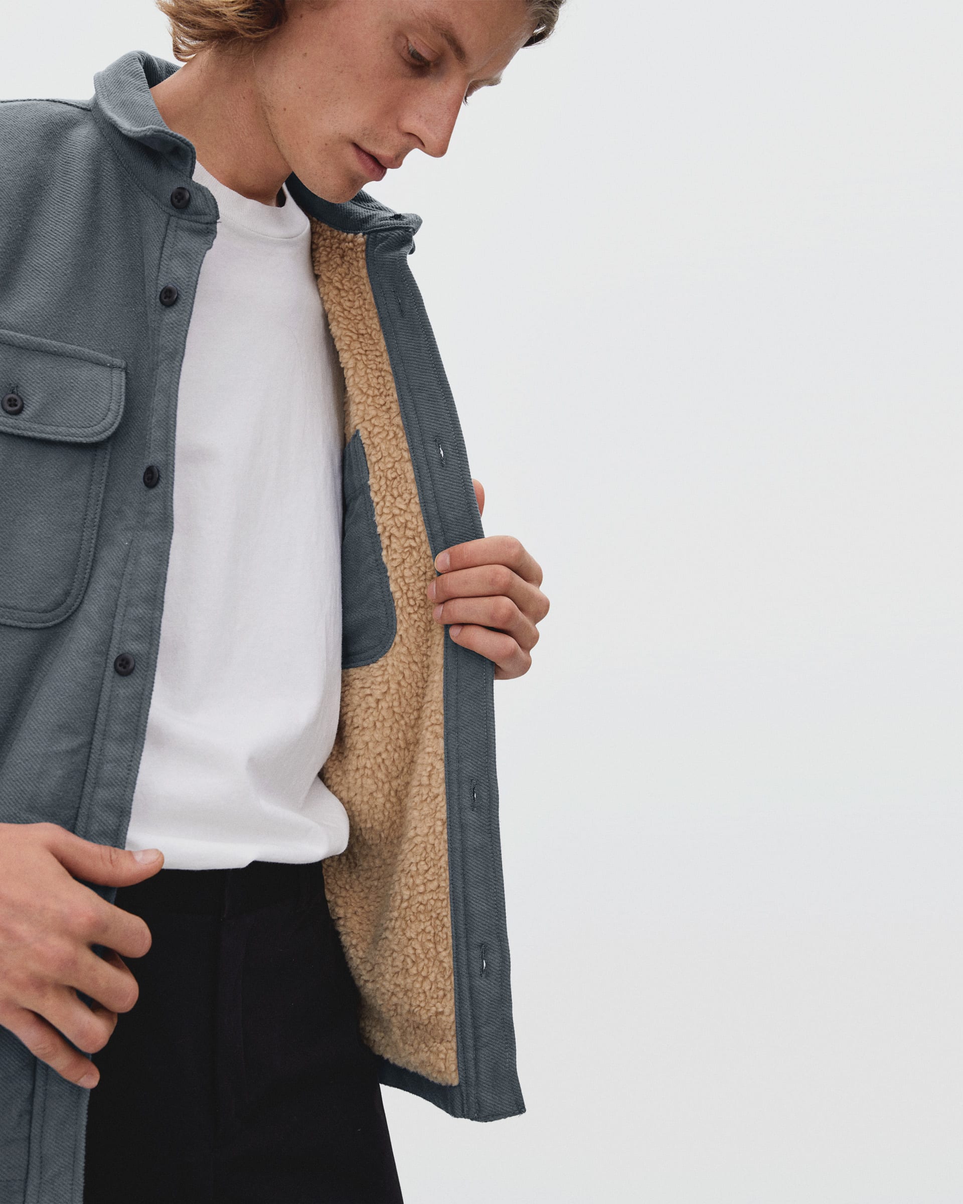 The ReNew Fleece-Lined Heavyweight Overshirt Slate – Everlane