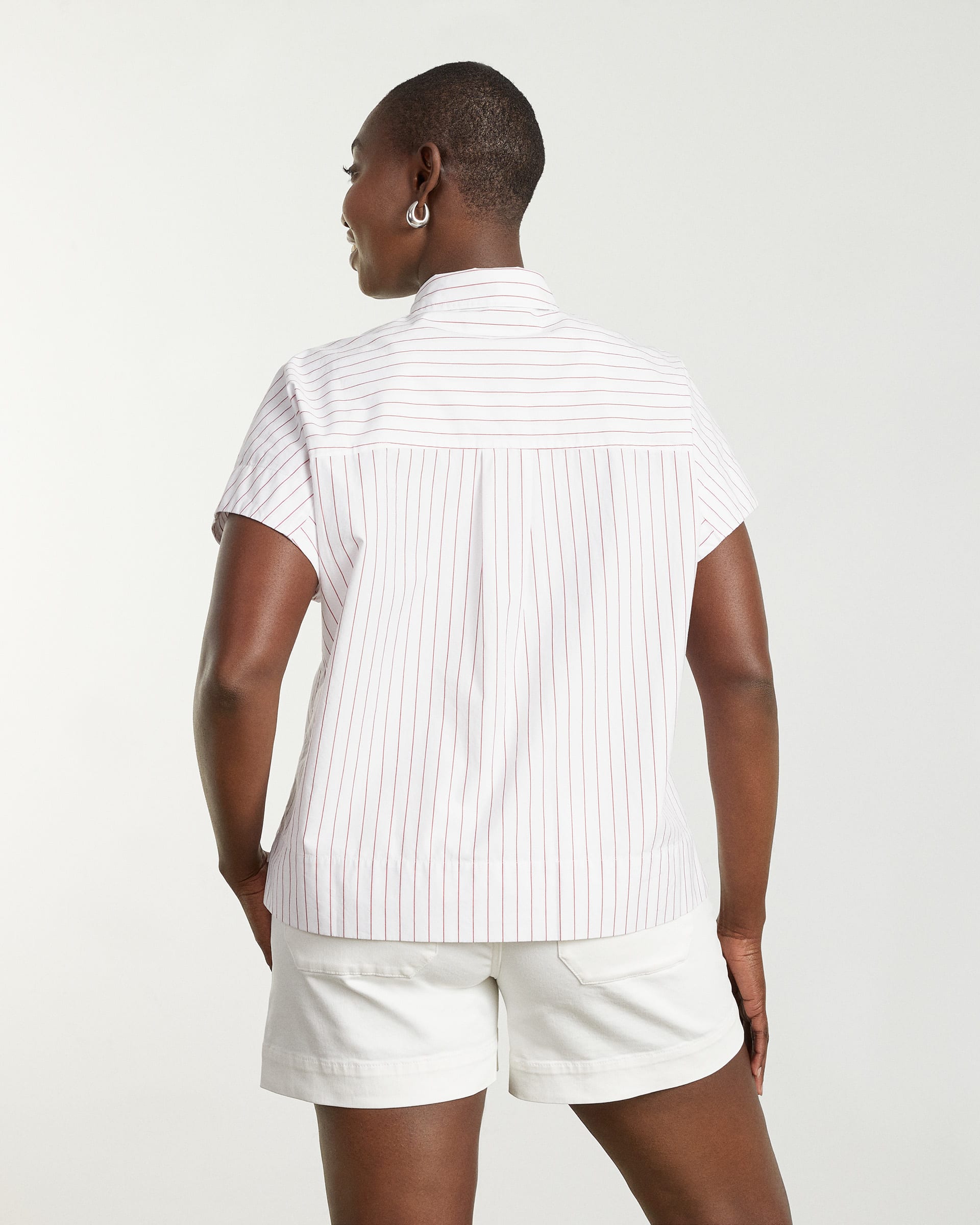 The Short-Sleeve Box Shirt Red Pinstripe – Everlane