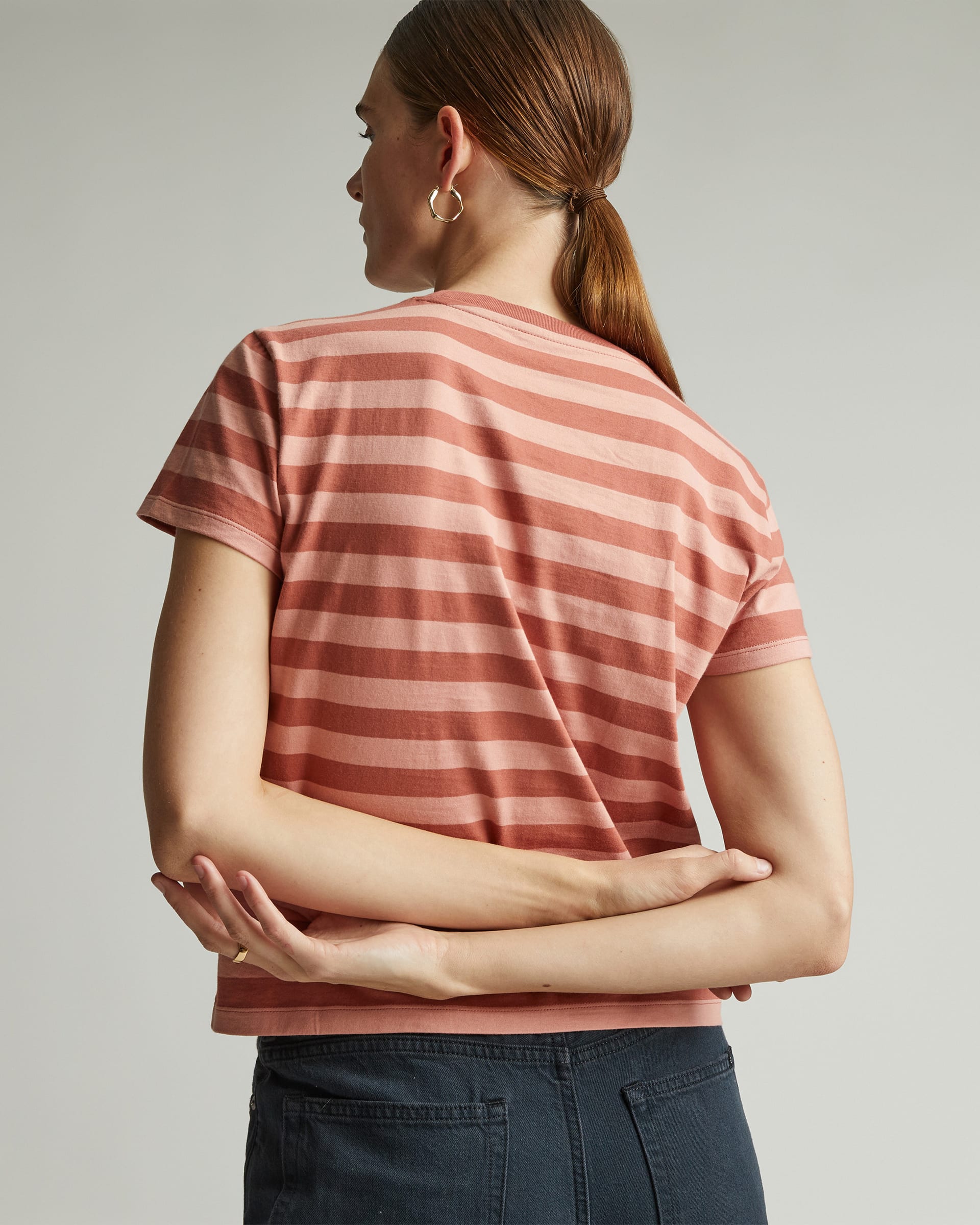 The Organic Cotton Box-Cut Tee Redwood Stripe – Everlane