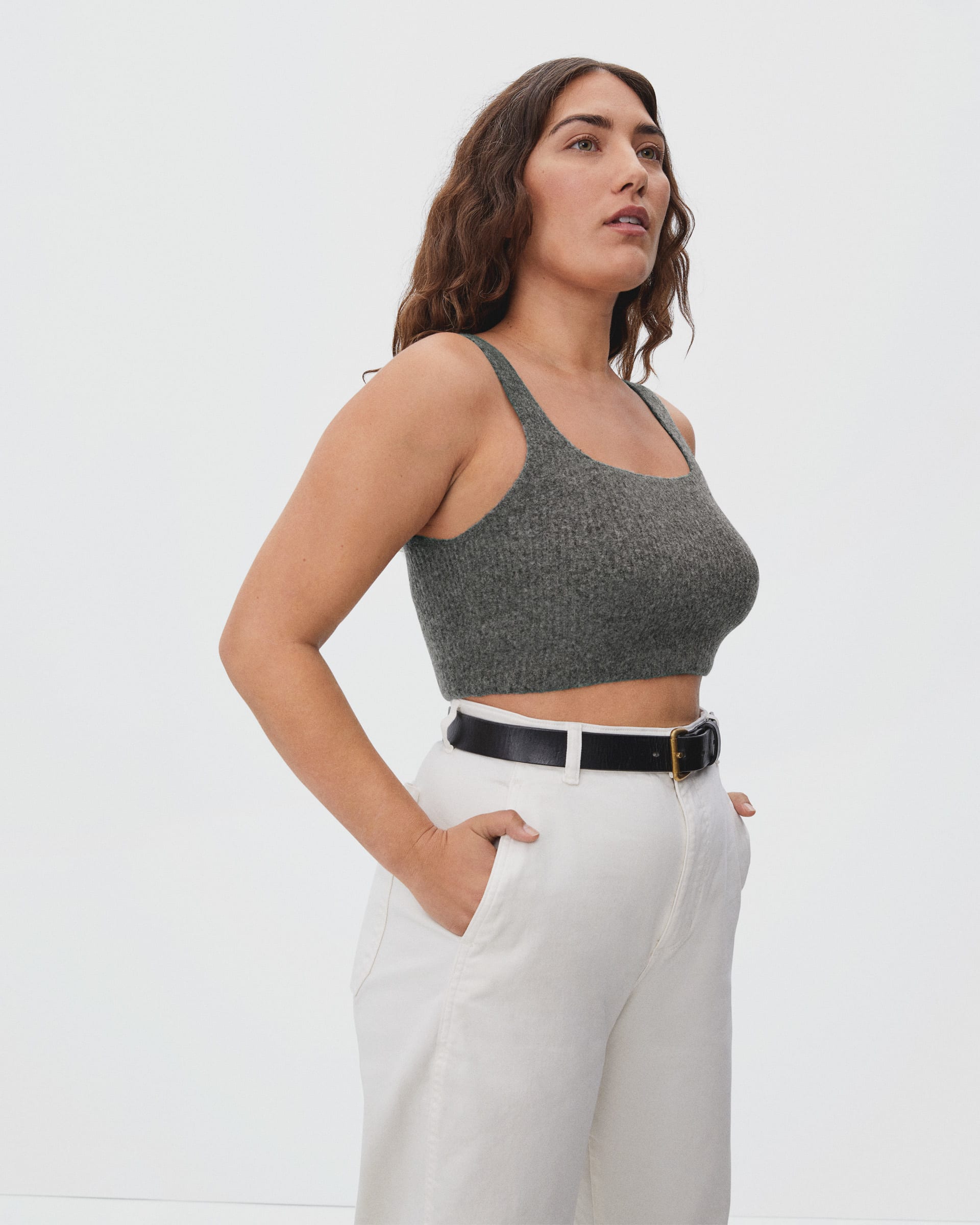 The Cozy-Stretch Tank Heathered Charcoal – Everlane