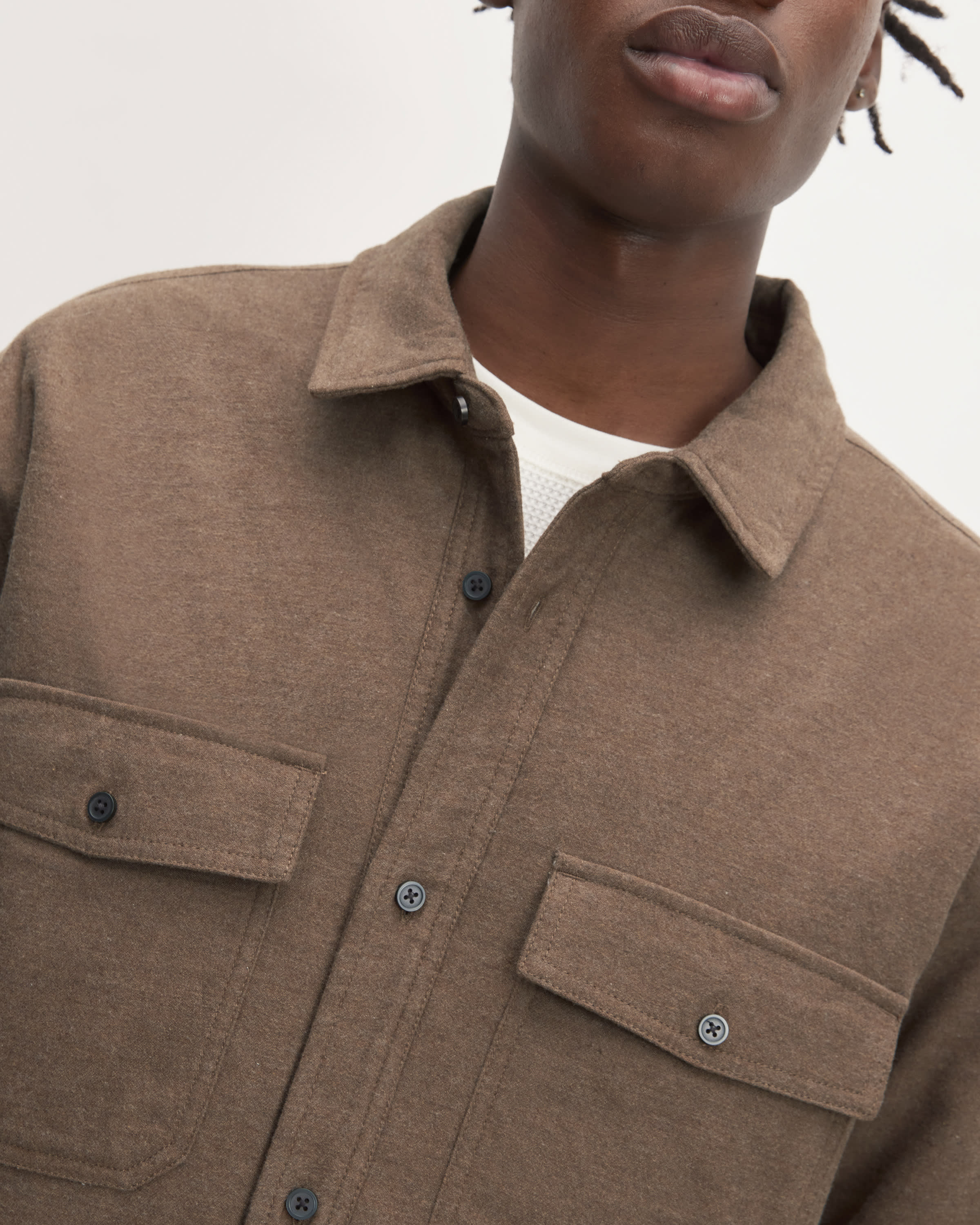 The Flannel Filled Shirt Jacket Heathered Cocoa Brown – Everlane