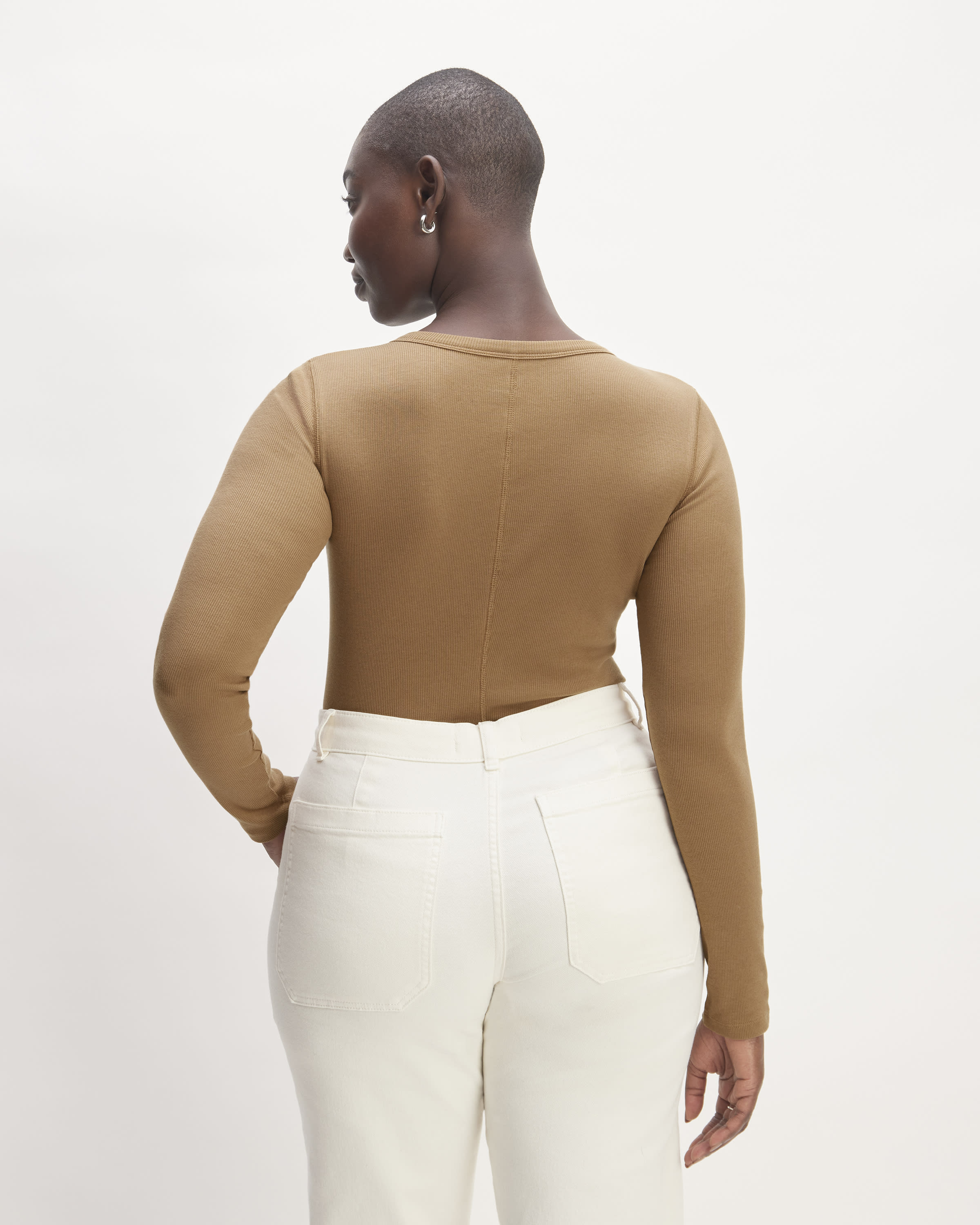 The Supima® Micro Rib Long-Sleeve Henley Toasted Coconut – Everlane