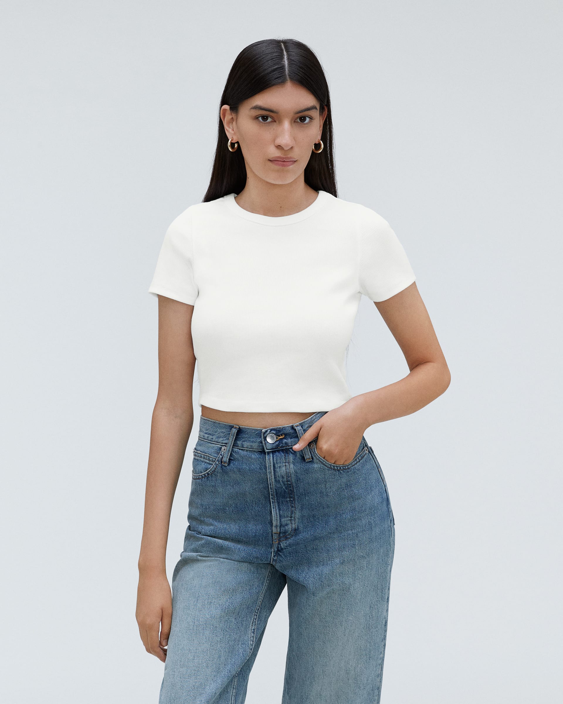 The Ribbed Baby Tee White – Everlane