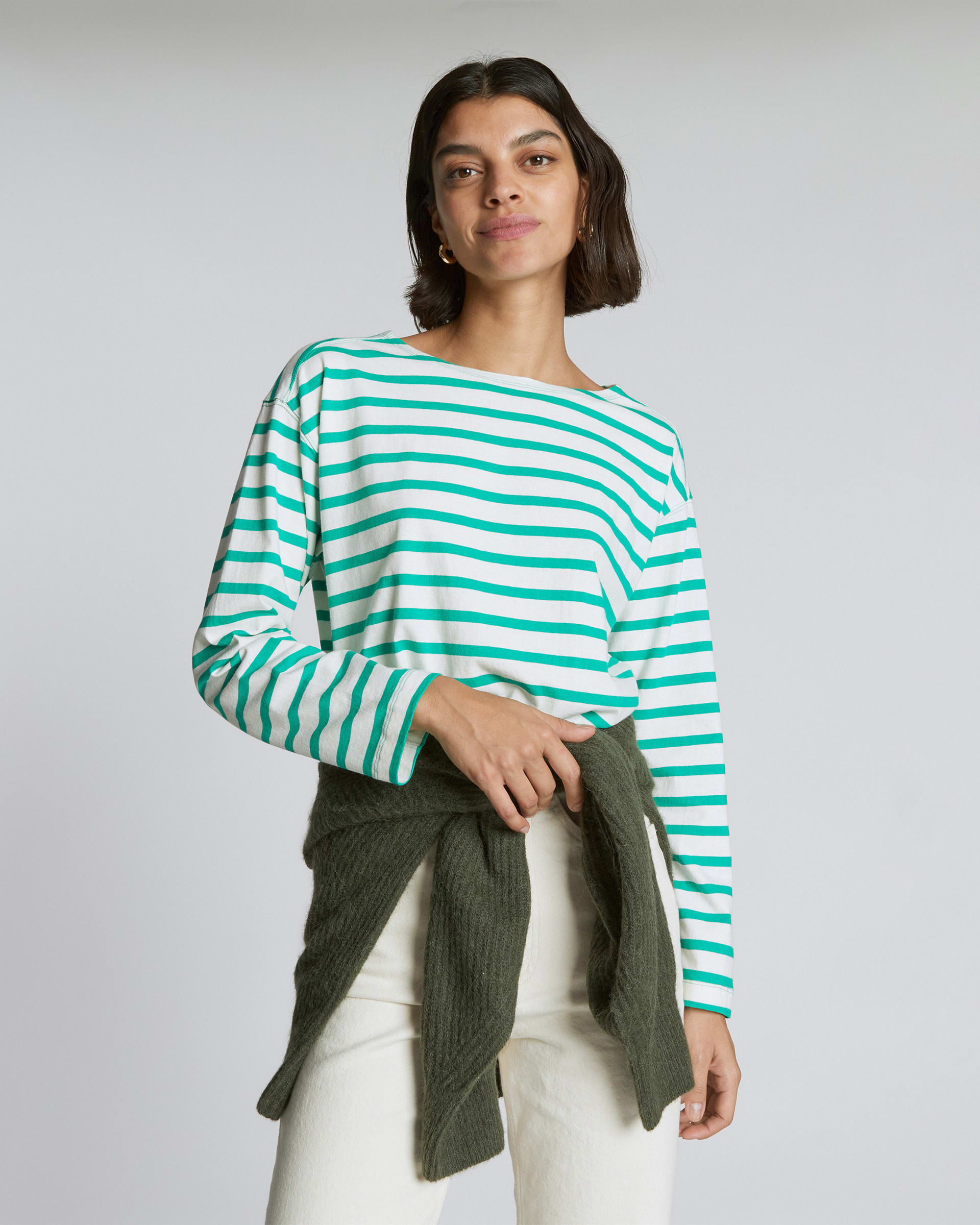 The Modern Breton Tee Bright Jade / Canvas Tan – Everlane