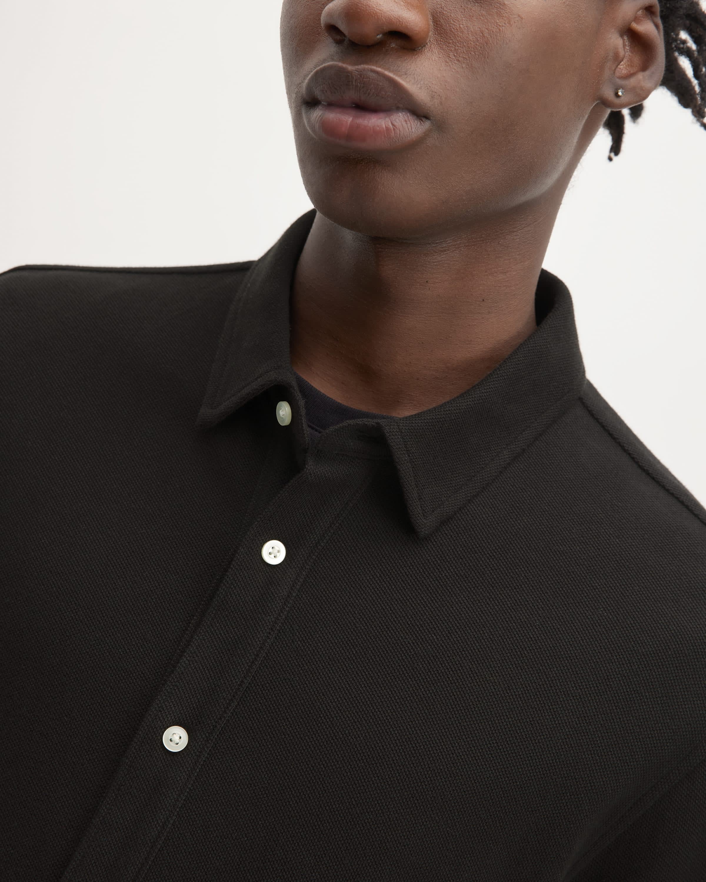The Long-Sleeve Pique Shirt Black – Everlane