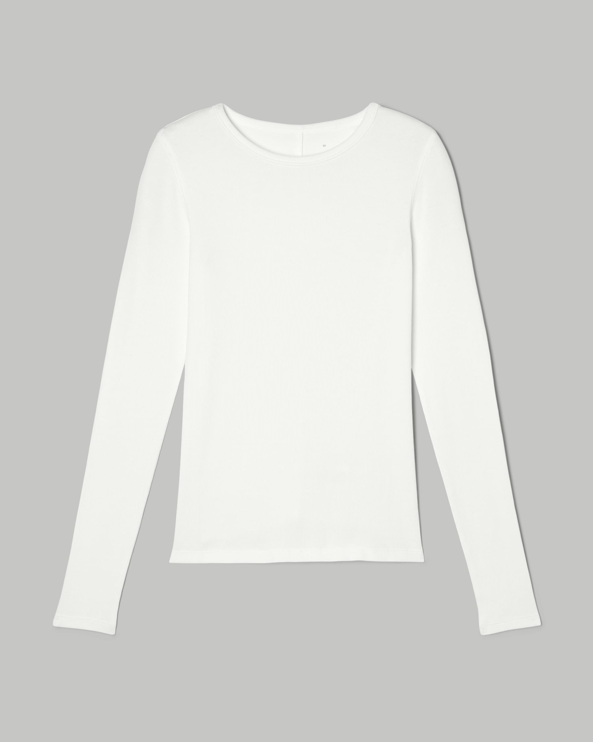 The Supima® Micro Rib Long Sleeve Crew White Everlane