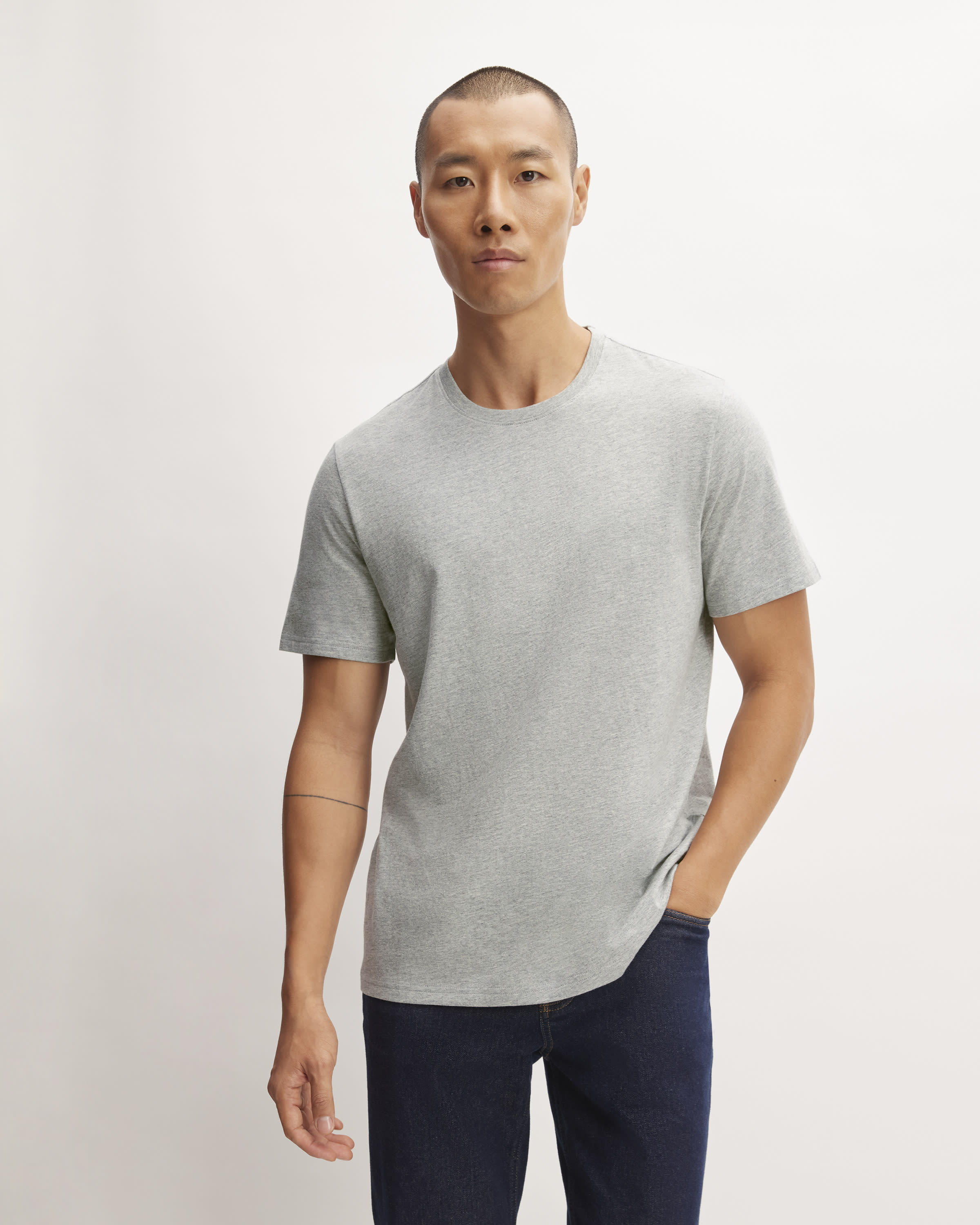 The Essential Organic Crew Heathered Grey – Everlane